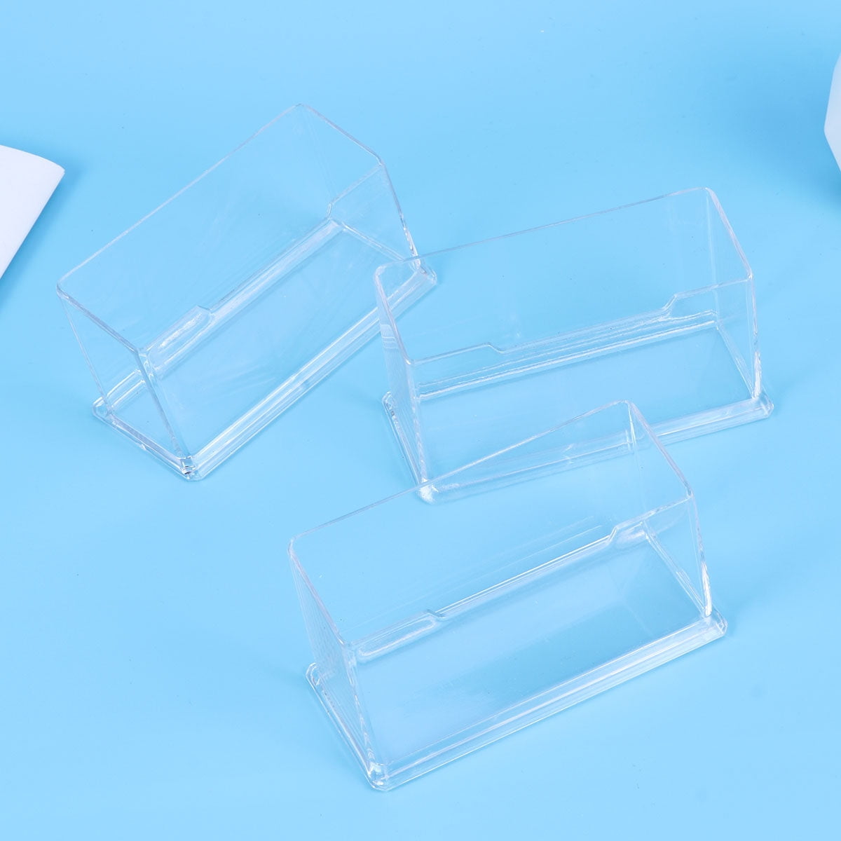 WRISTBIQUE 4Pcs Clear Acrylic Business Card Stand Box Desktop Id ...