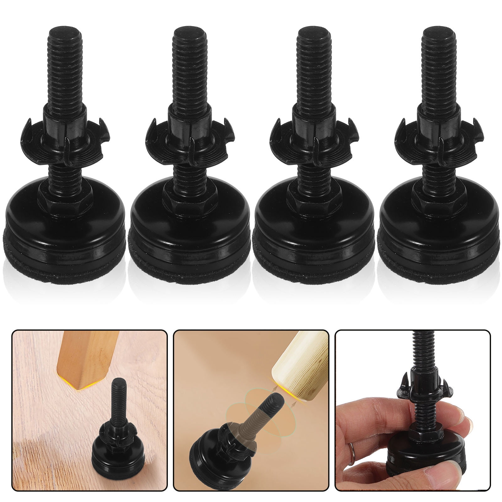 WRISTBIQUE 4Set Adjustable Furniture Leg Leveler Black 6.5X3.4cm for ...
