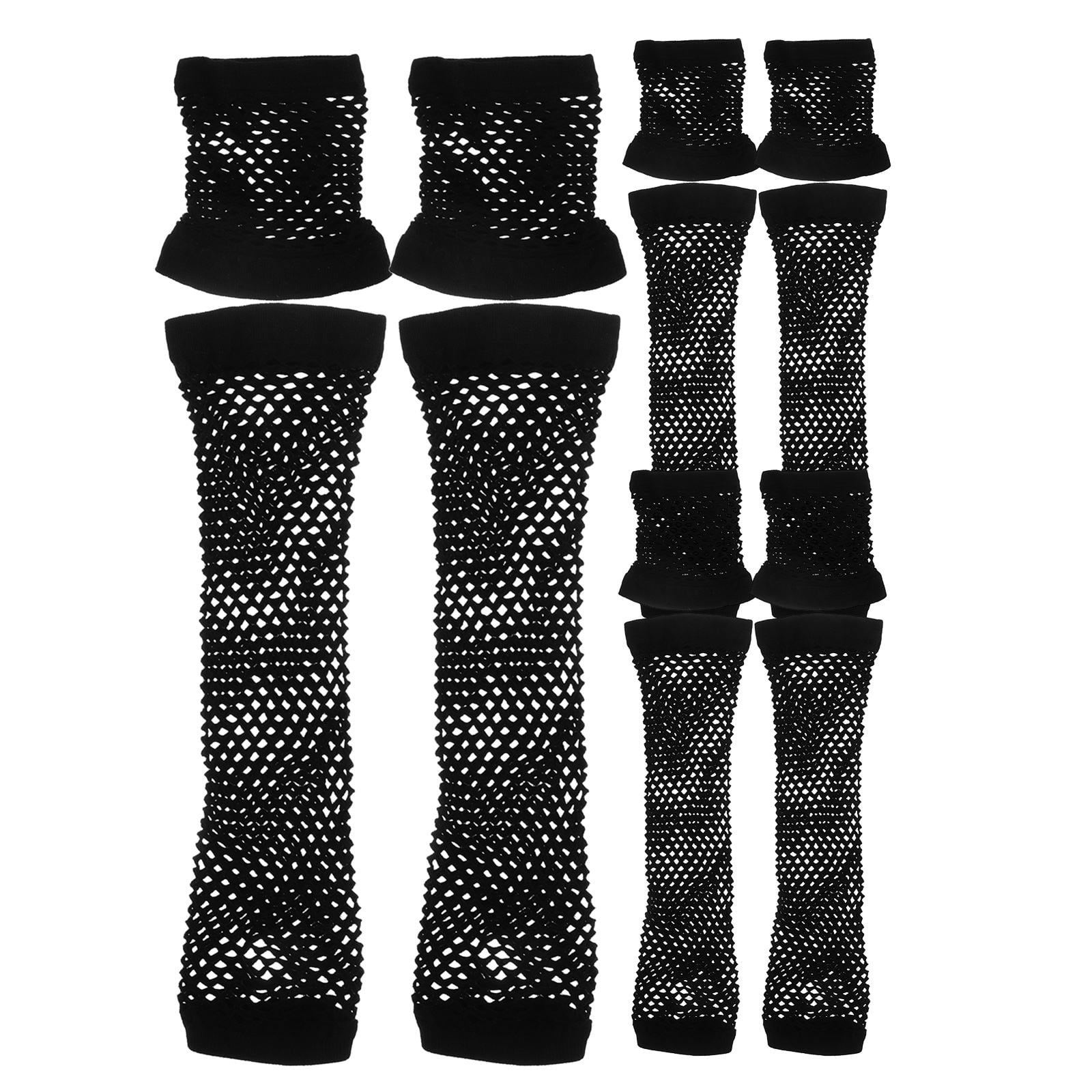 WRISTBIQUE 6 Pairs Steampunk Gloves Women Black Fishnet Mesh For Theme ...