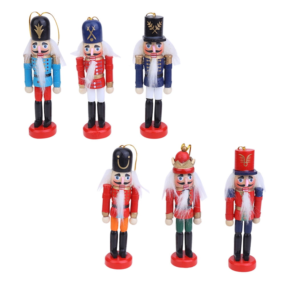 WRISTBIQUE 6Pcs Classic Nutcracker Puppet for Christmas Decor in Wood ...