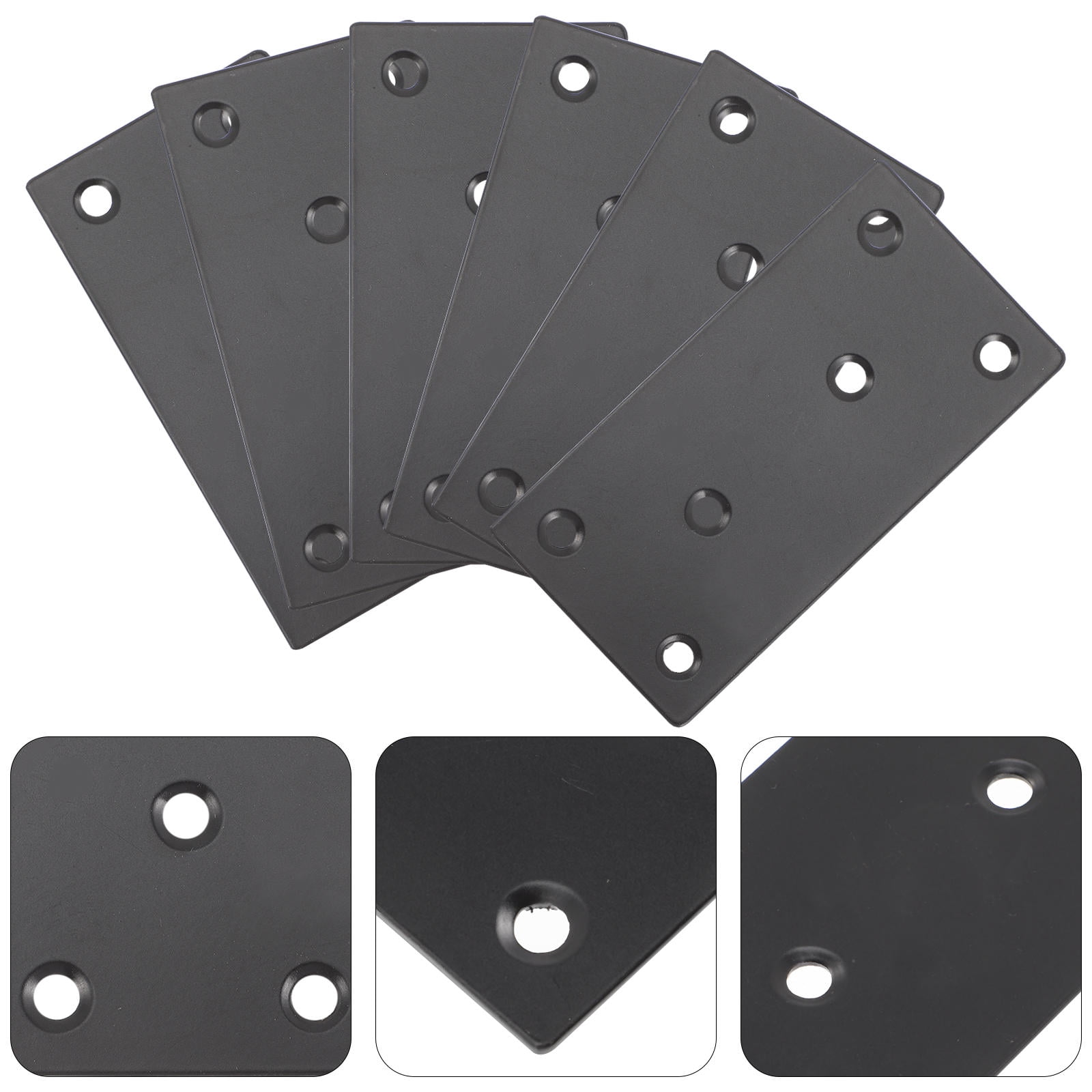 WRISTBIQUE 6Pcs Black Stainless Steel Metal Plate Flat Bracket for ...