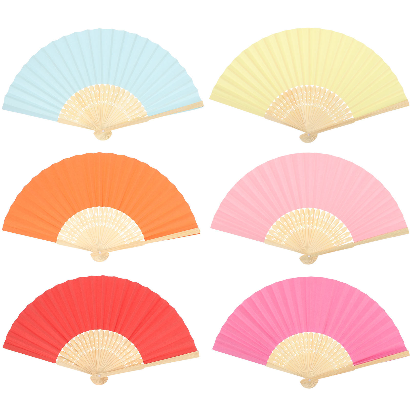 WRISTBIQUE Antique Design Foldable Handheld Fans Assorted Colors 6pcs ...