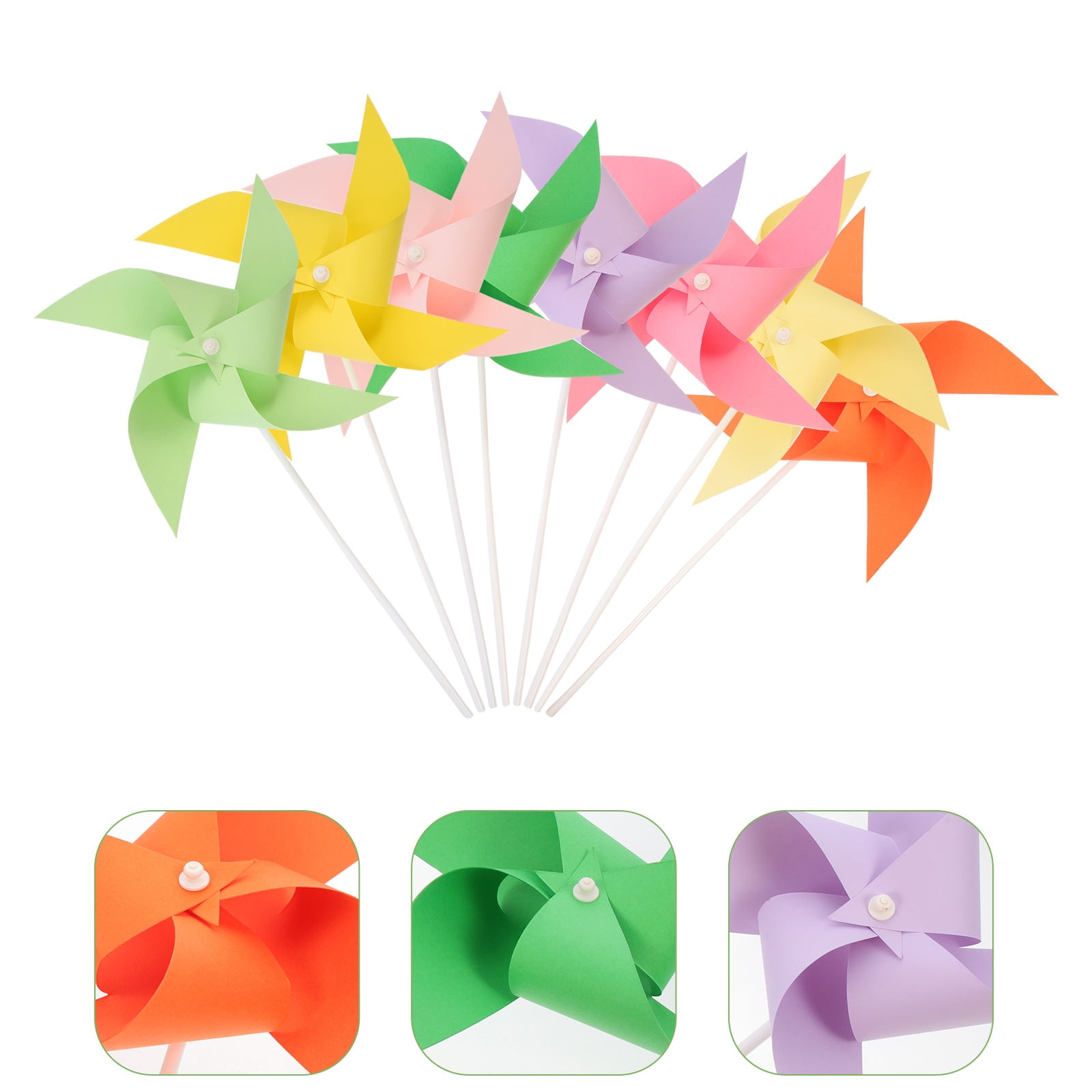 WRISTBIQUE Mini Paper Windmills Diy Pinwheel Toys Assorted Color 8Pcs 7 ...