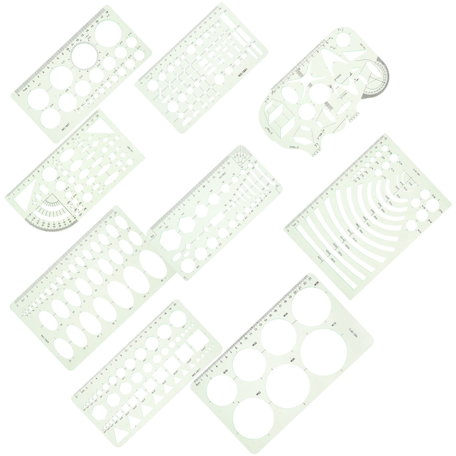 WRISTBIQUE 9Pcs Geometric Drawing Ruler Plastic Stencils for School and ...