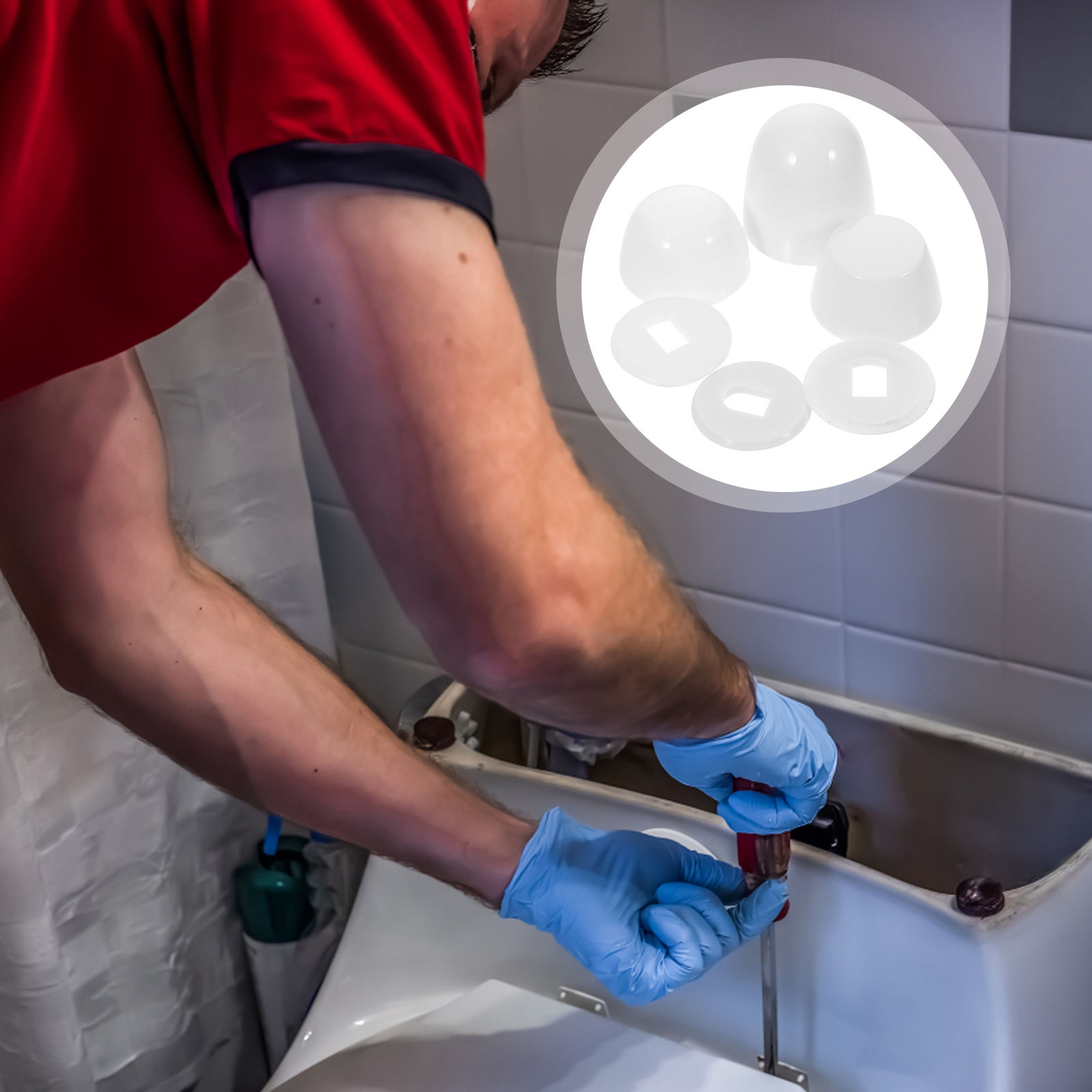 WRISTBIQUE 2Sets White Plastic Toilet Bolt Caps Universal Push-on ...
