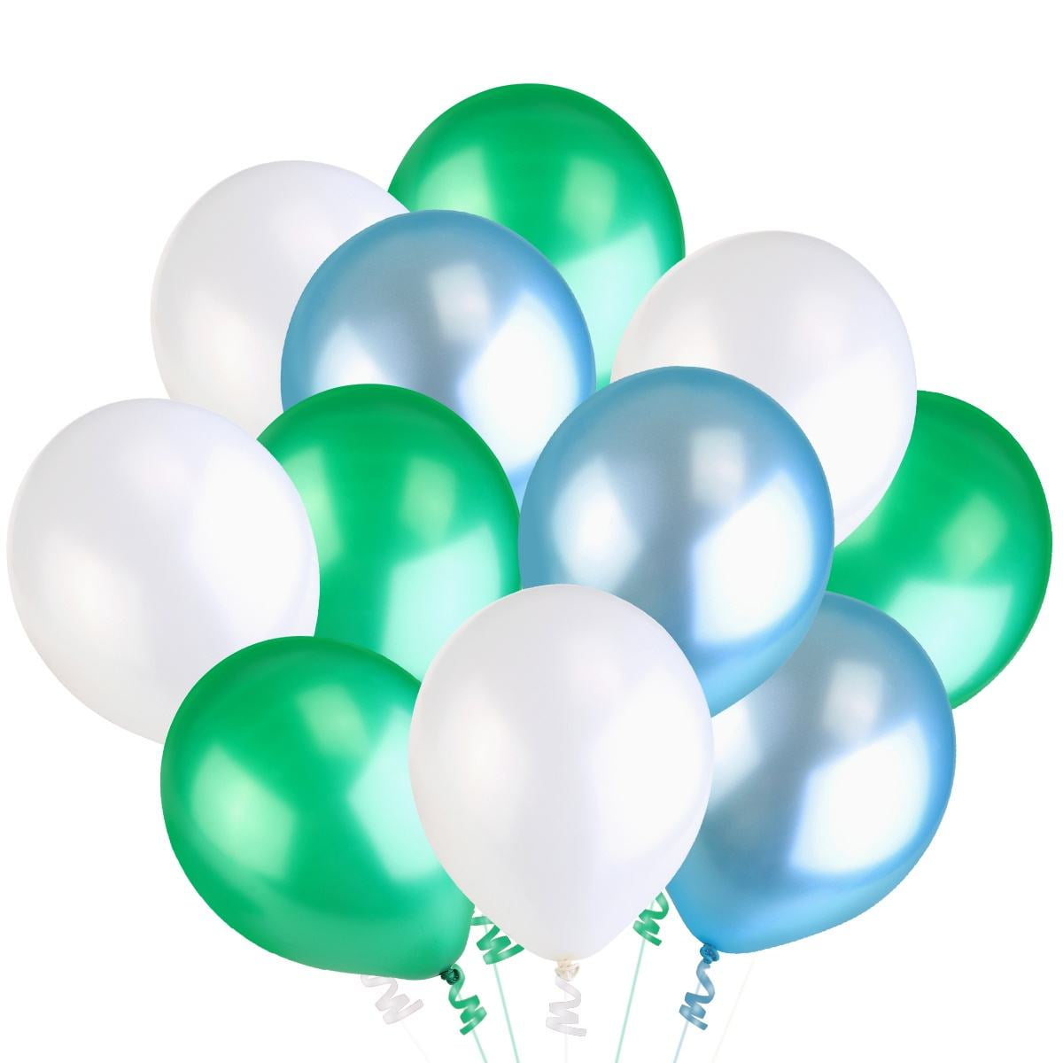 WRISTBIQUE Baby Balloons 50Pcs Latex Round Pearl White Green Lake Blue ...