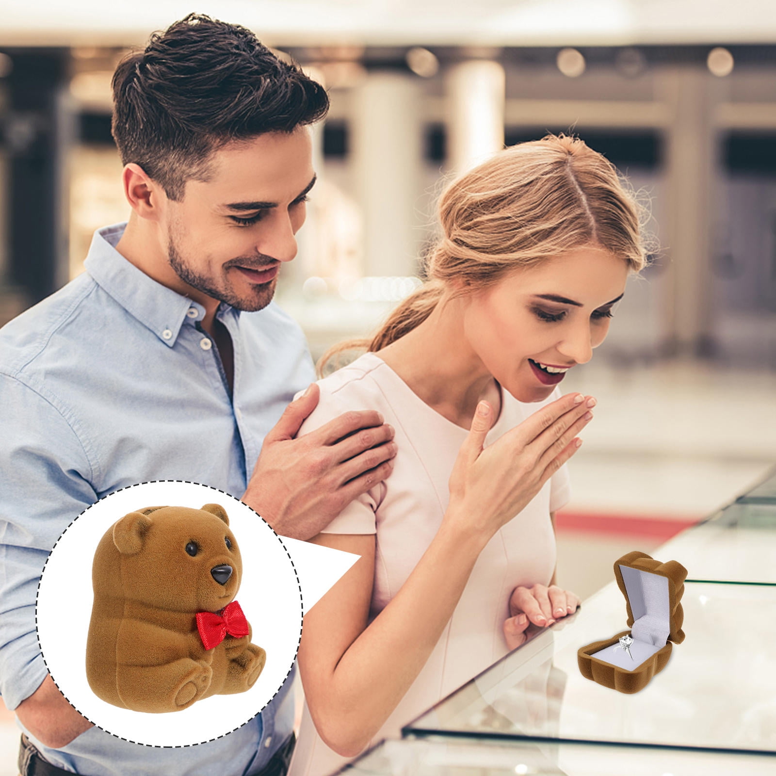 WRISTBIQUE Bear Ring Container 1Pcs Vintage Style Flannel Material For ...