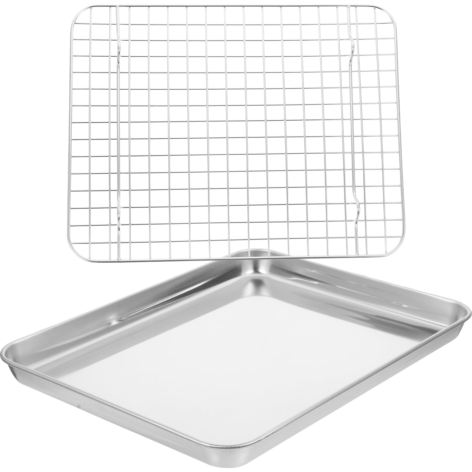 WRISTBIQUE Stainless Steel Oven Tray Baking Pan with Wire Rack 1 Set ...