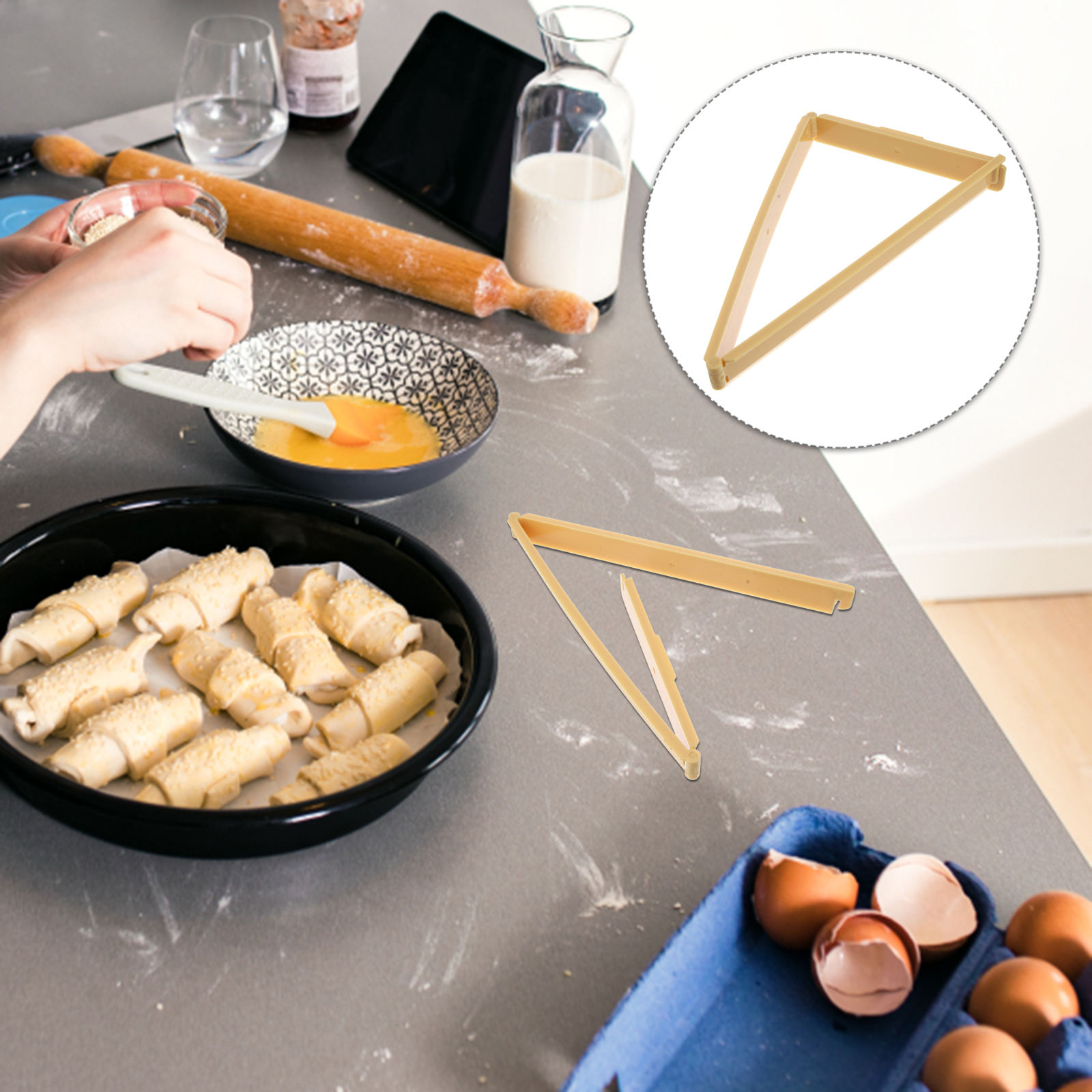 WRISTBIQUE Croissant Roller Croissant Cutter Mold Khaki Baking And ...