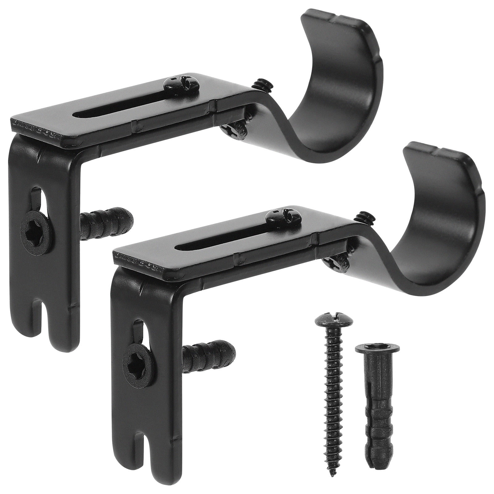 WRISTBIQUE Wall Mounted Curtain Rod Holder Iron Black 1 Set Adjustable ...