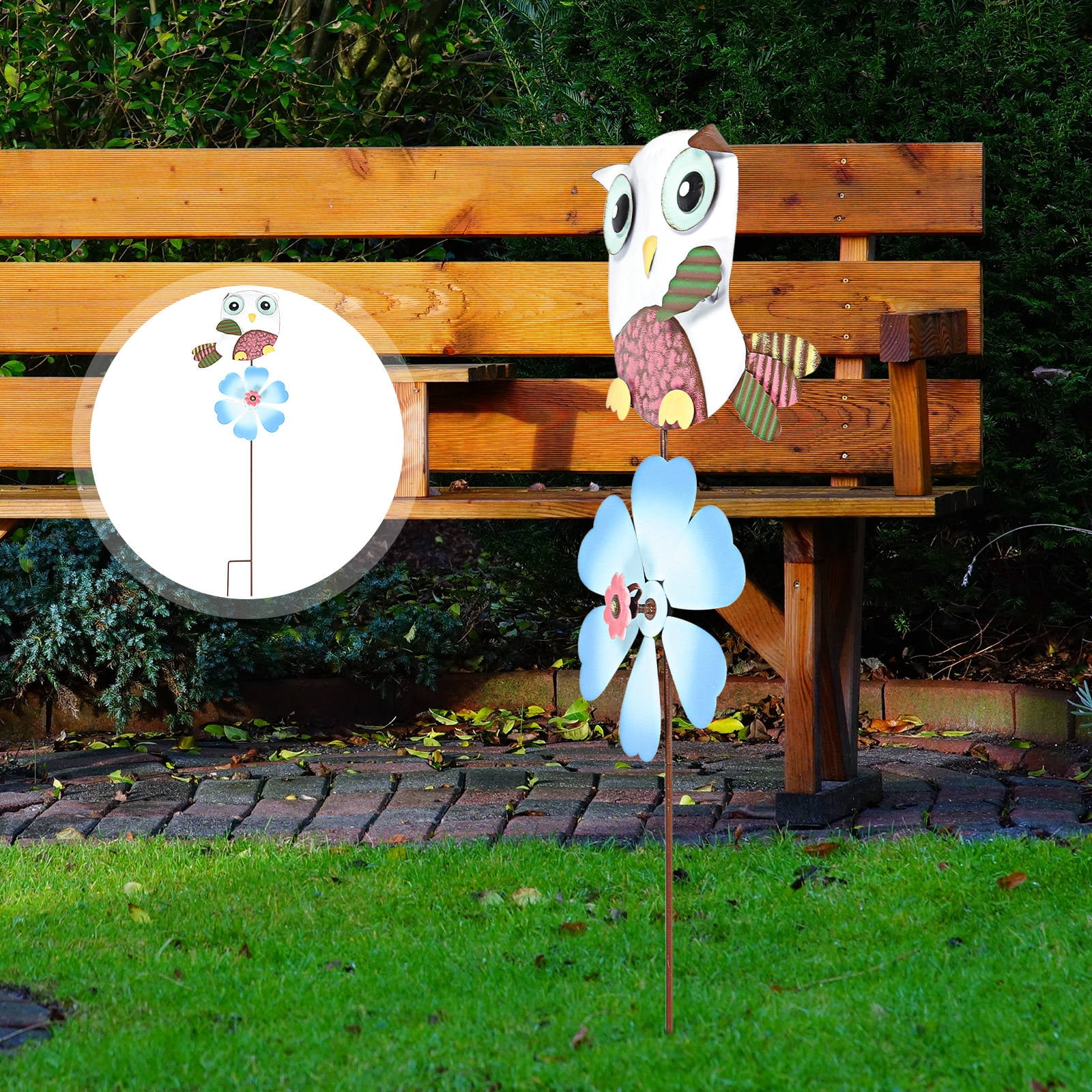 WRISTBIQUE Cute Rotary Windmill 1Pcs Metal Owl For Garden Festive ...
