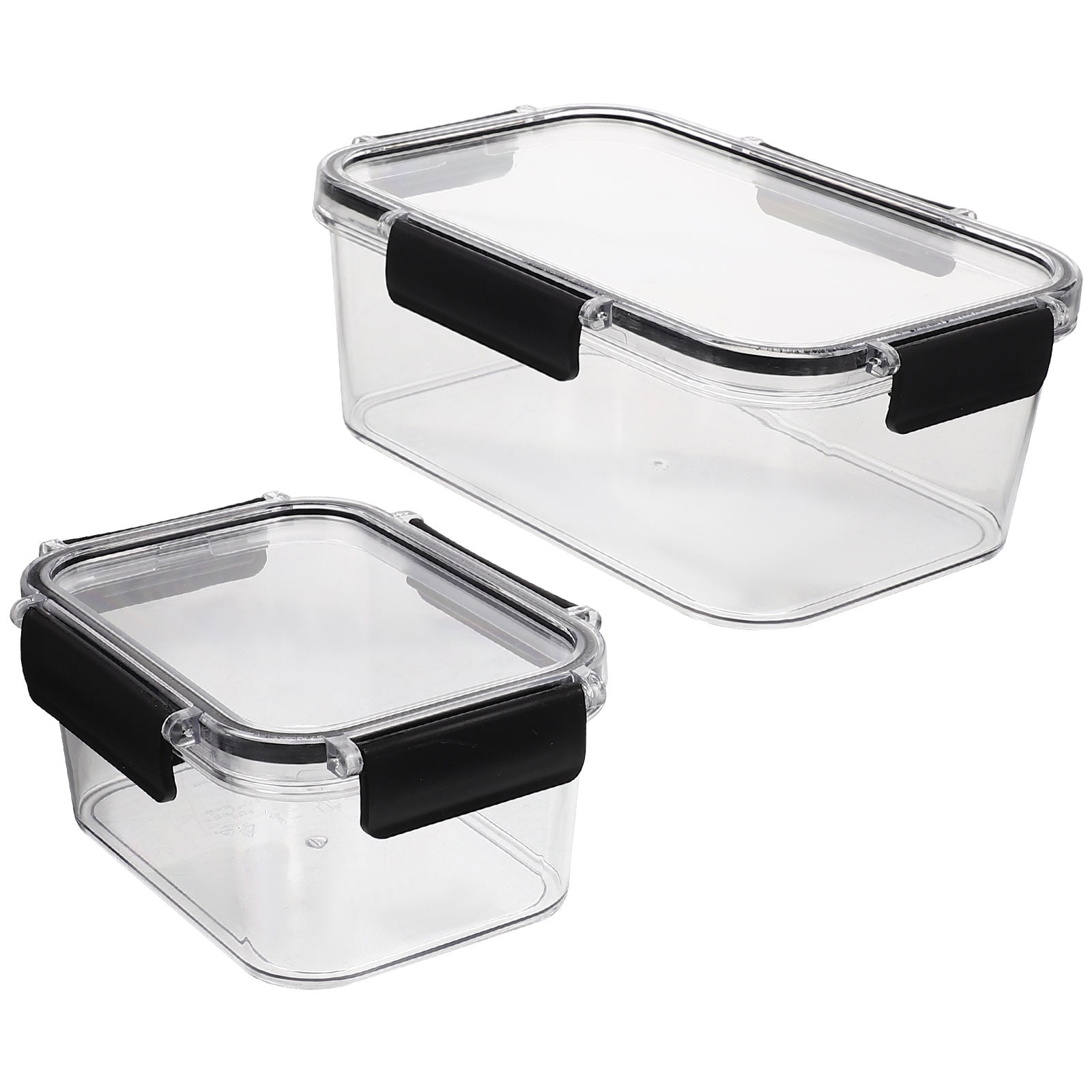 WRISTBIQUE Food Preservation Boxes 2Pcs Black Plastic Rectangular for ...