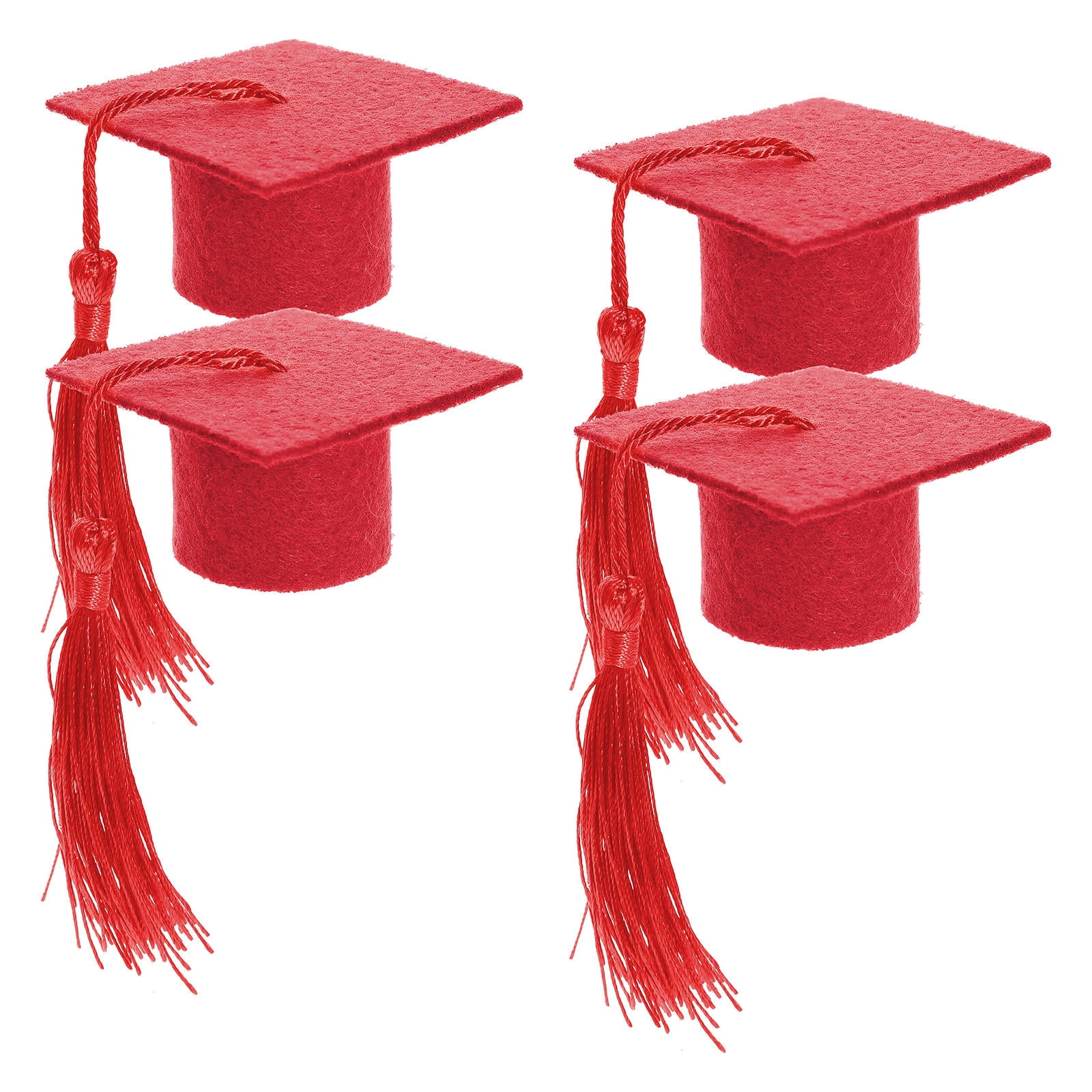 WRISTBIQUE Graduation Cap Bottle Toppers 4Pcs Red Felt Grad Caps ...