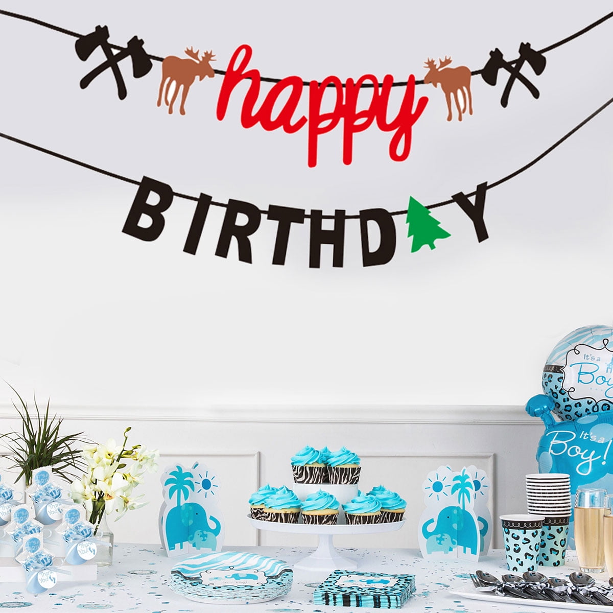 WRISTBIQUE Happy Birthday Bunting Banner Prestrung Nonwoven Fabrics ...