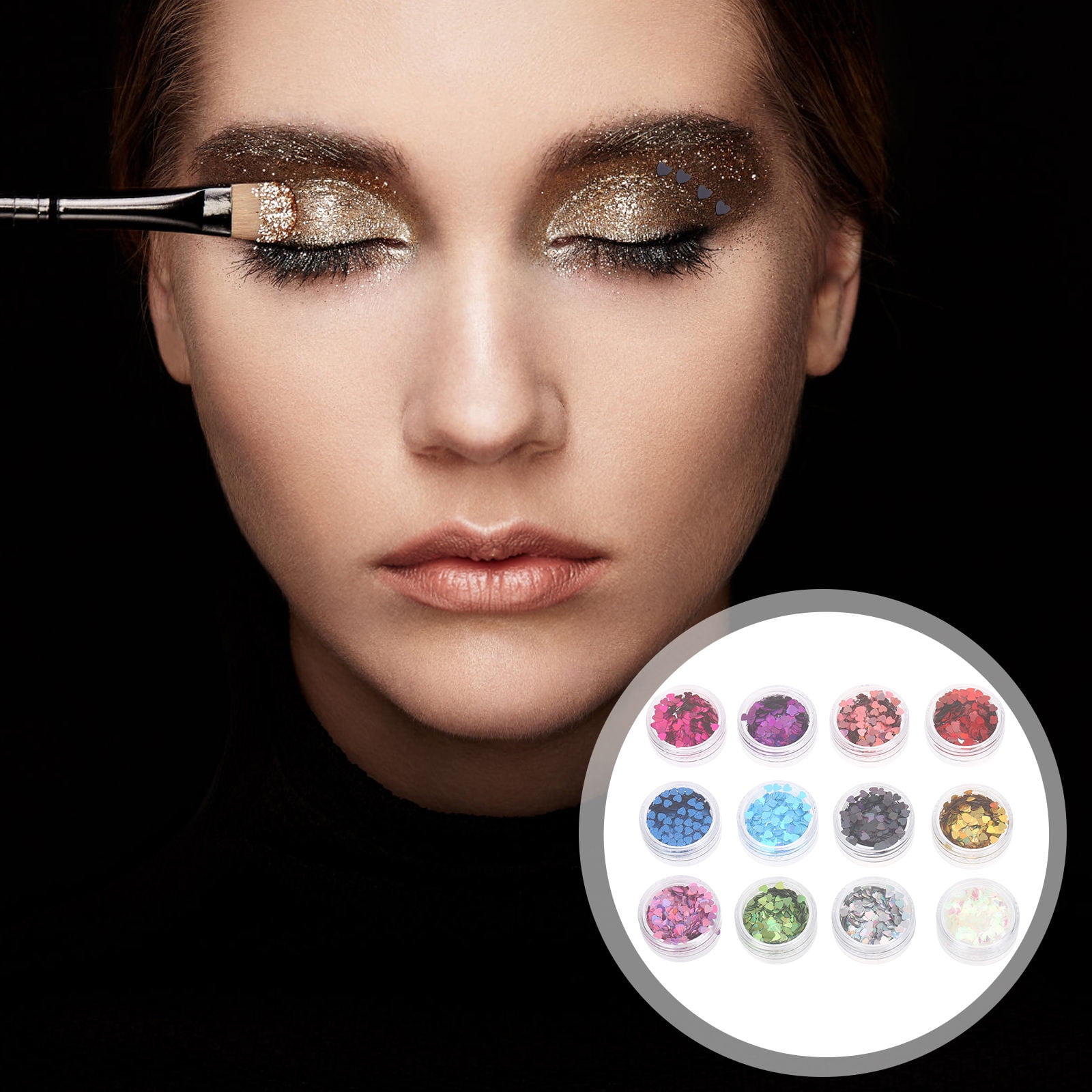 WRISTBIQUE Heart Shaped Nail Accessories 12Pcs Assorted Color For Rave ...