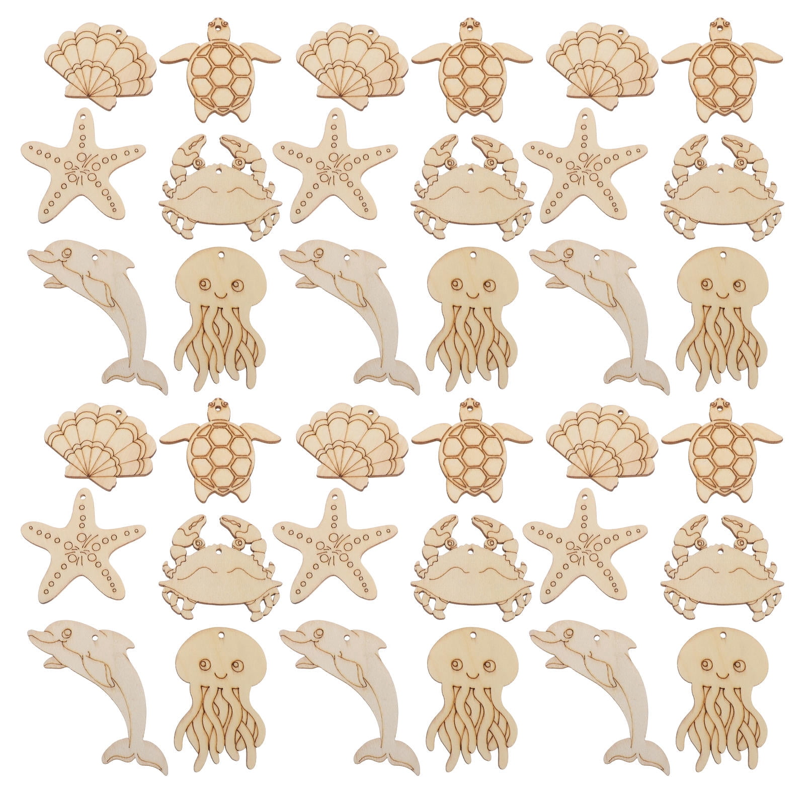 WRISTBIQUE 60-Piece Blank Wooden Ocean Animal Cutouts, Unfinished ...