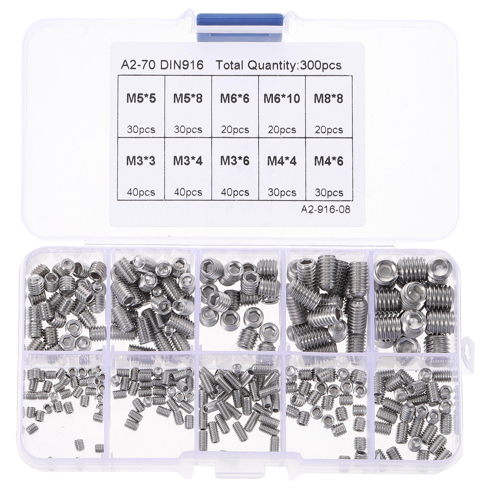 WRISTBIQUE Socket Screws Set Screw Silver Stainless Steel 300Pcs ...