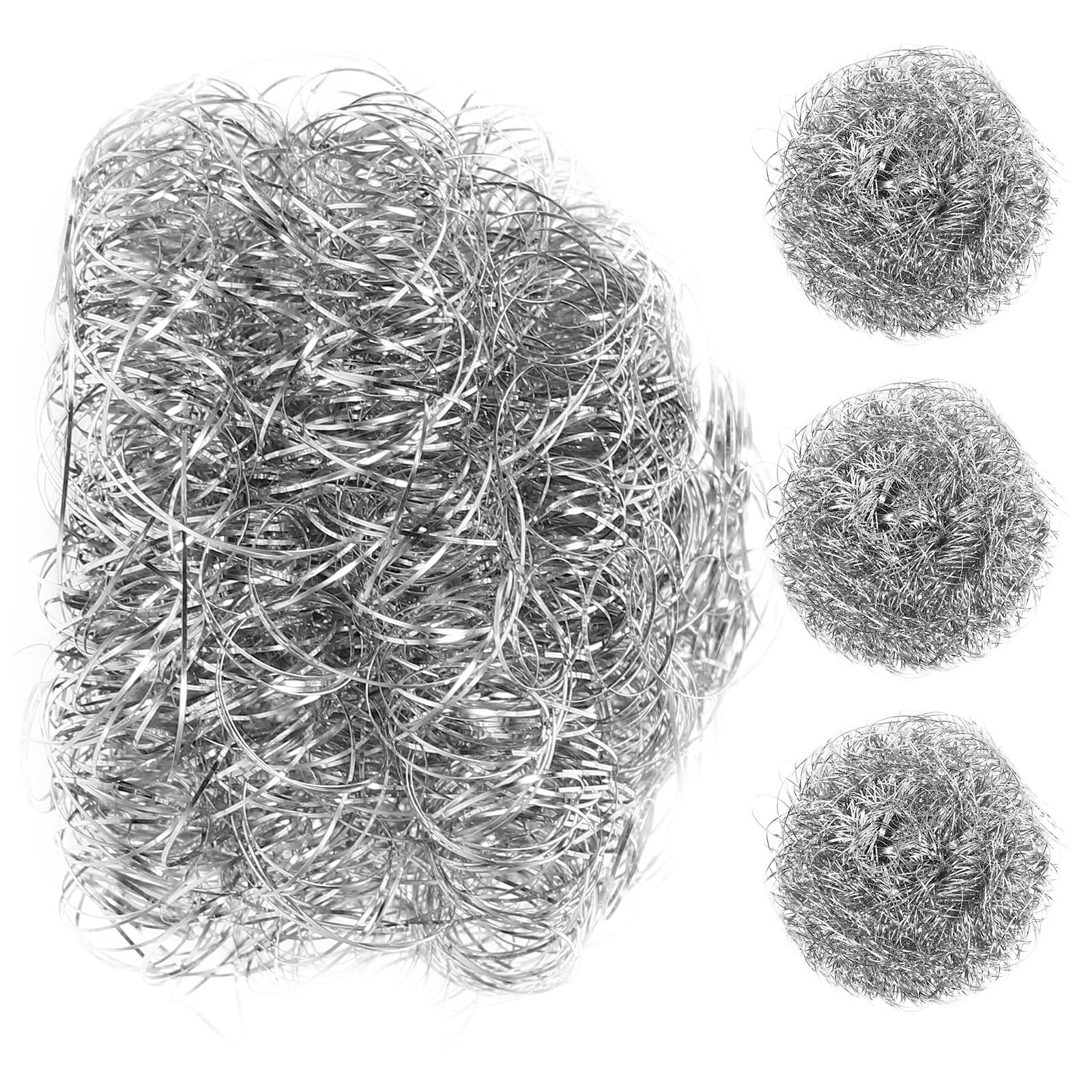 WRISTBIQUE Stainless Steel Scrub Sponges for Dishes 4Pcs Silver Spiral ...