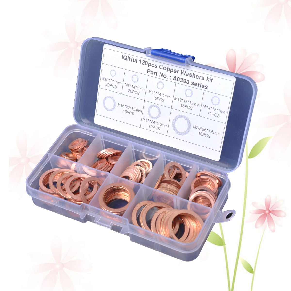 WRISTBIQUE Washers Assortment Set 120Pcs Copper for Hydraulic Fittings ...