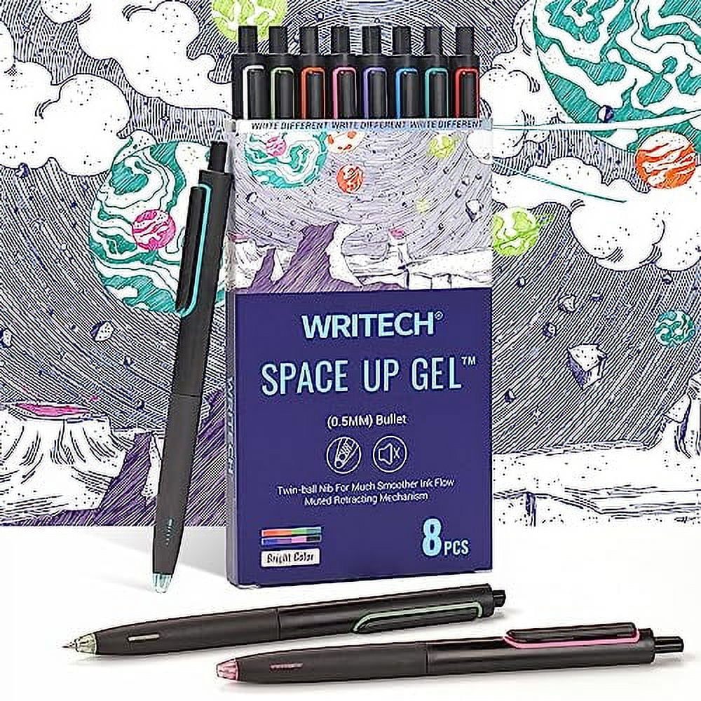 WRITECH Retractable Gel Ink Pens: 0.5mm Fine Point Pen Multicolor No ...