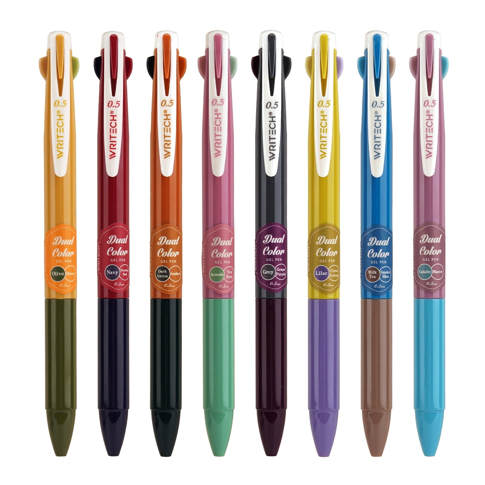 WRITECH Retractable Gel Ink Pens: Multi Colored 2 in 1 Colorful Click ...