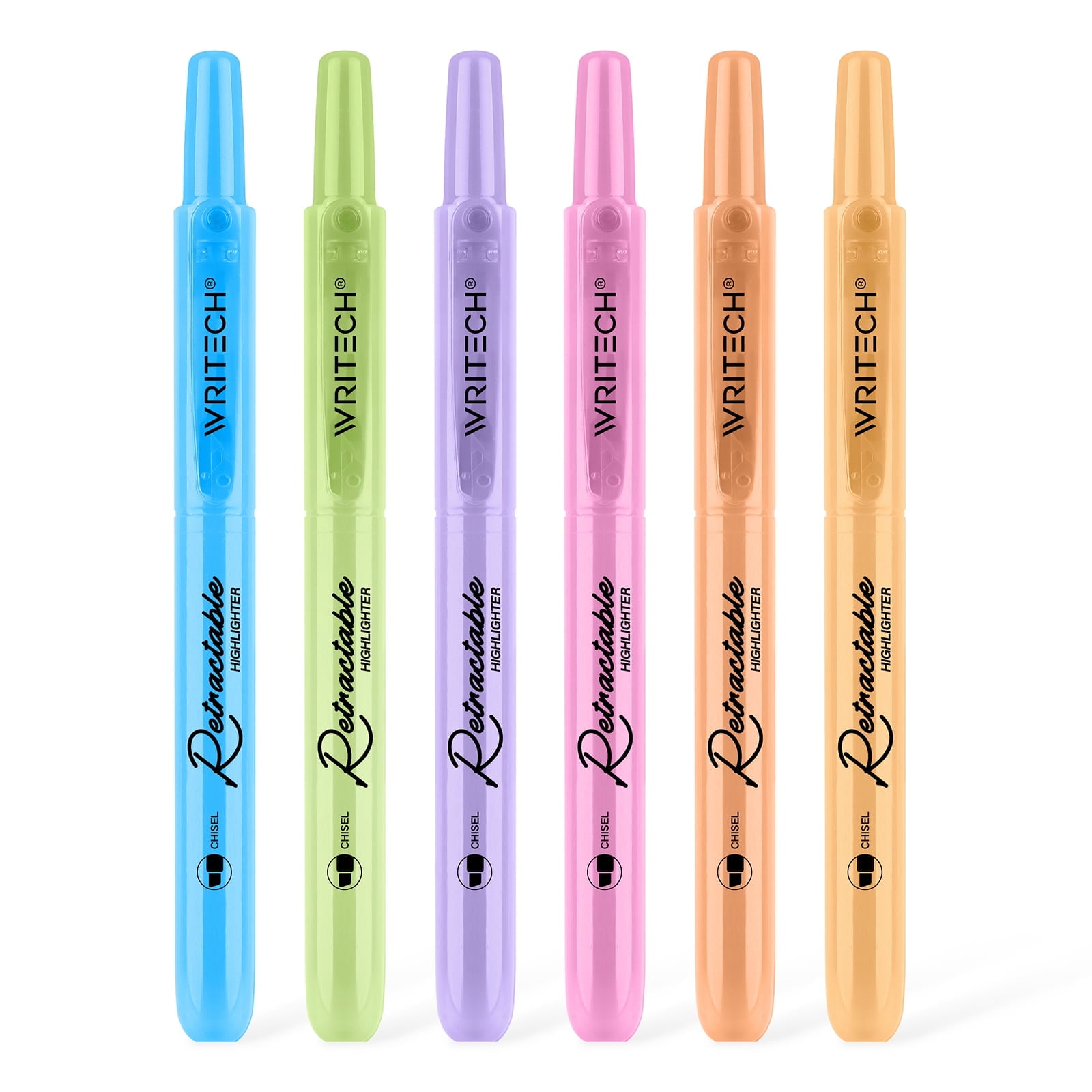 WRITECH Retractable Highlighters Assorted Colors: Chisel Tip Click ...