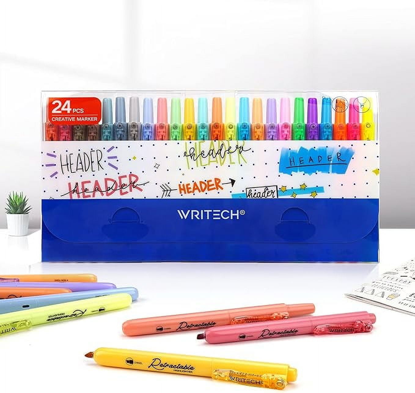 WRITECH Retractable Highlighters Assorted Colors: Chisel Tip Click ...