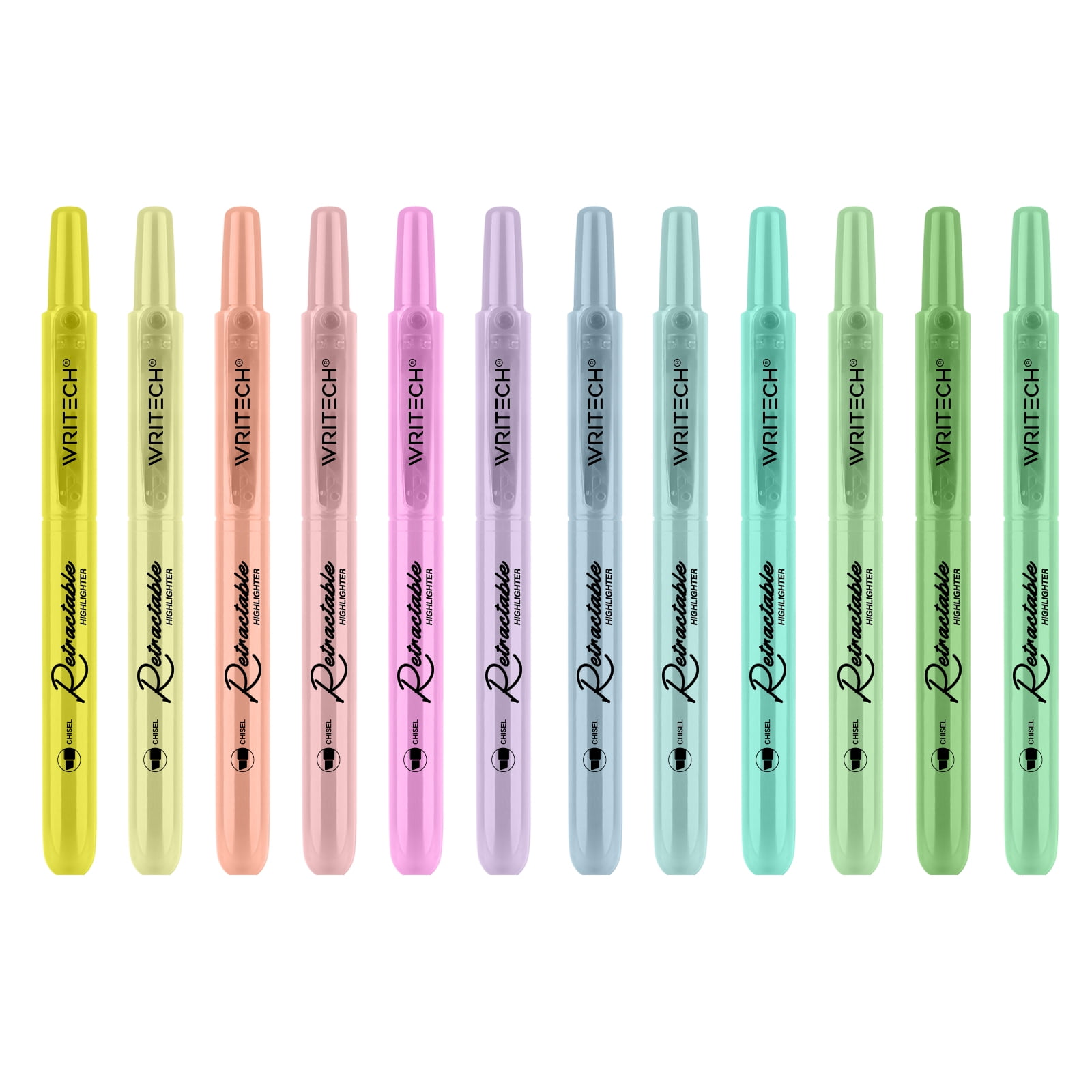 WRITECH Retractable Highlighters Set, 12ct Neutral - Assorted Colors ...
