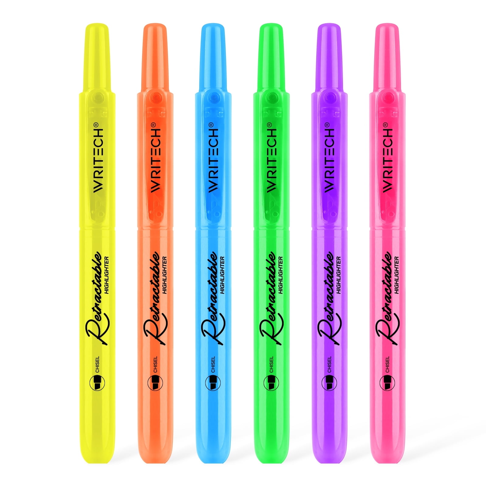 WRITECH Retractable Highlighters Assorted Colors: Chisel Tip Click ...