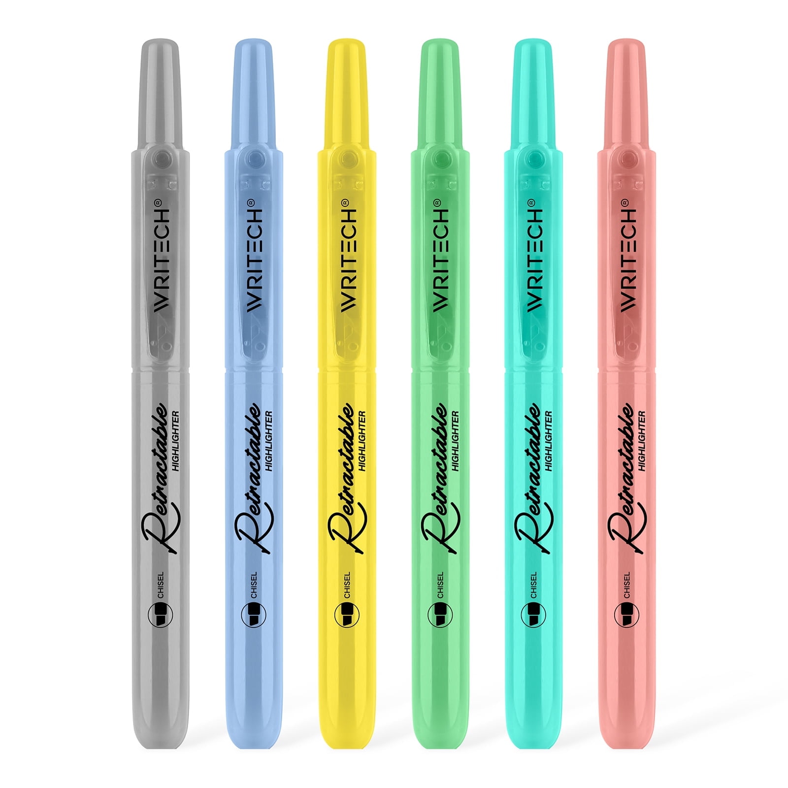 WRITECH Retractable Highlighters Assorted Colors: Chisel Tip Click ...