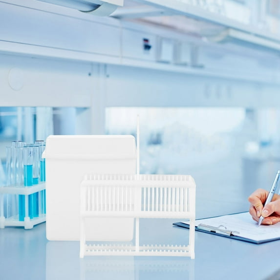 WRITWAA 1 Set Laboratory Slide Staining Rack Plastic White For ...