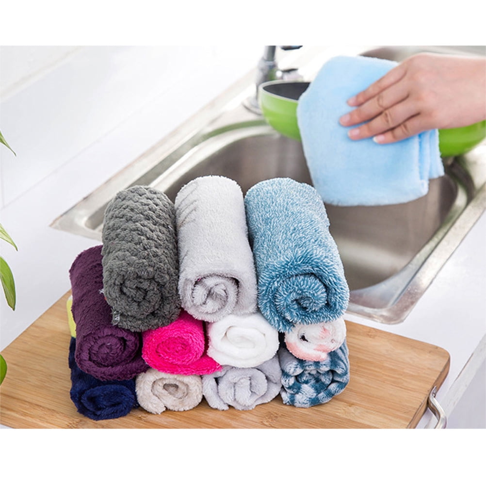 WRITWAA 10Pack Household Towel Fiber Dish Towels Kitchen Assorted Color ...