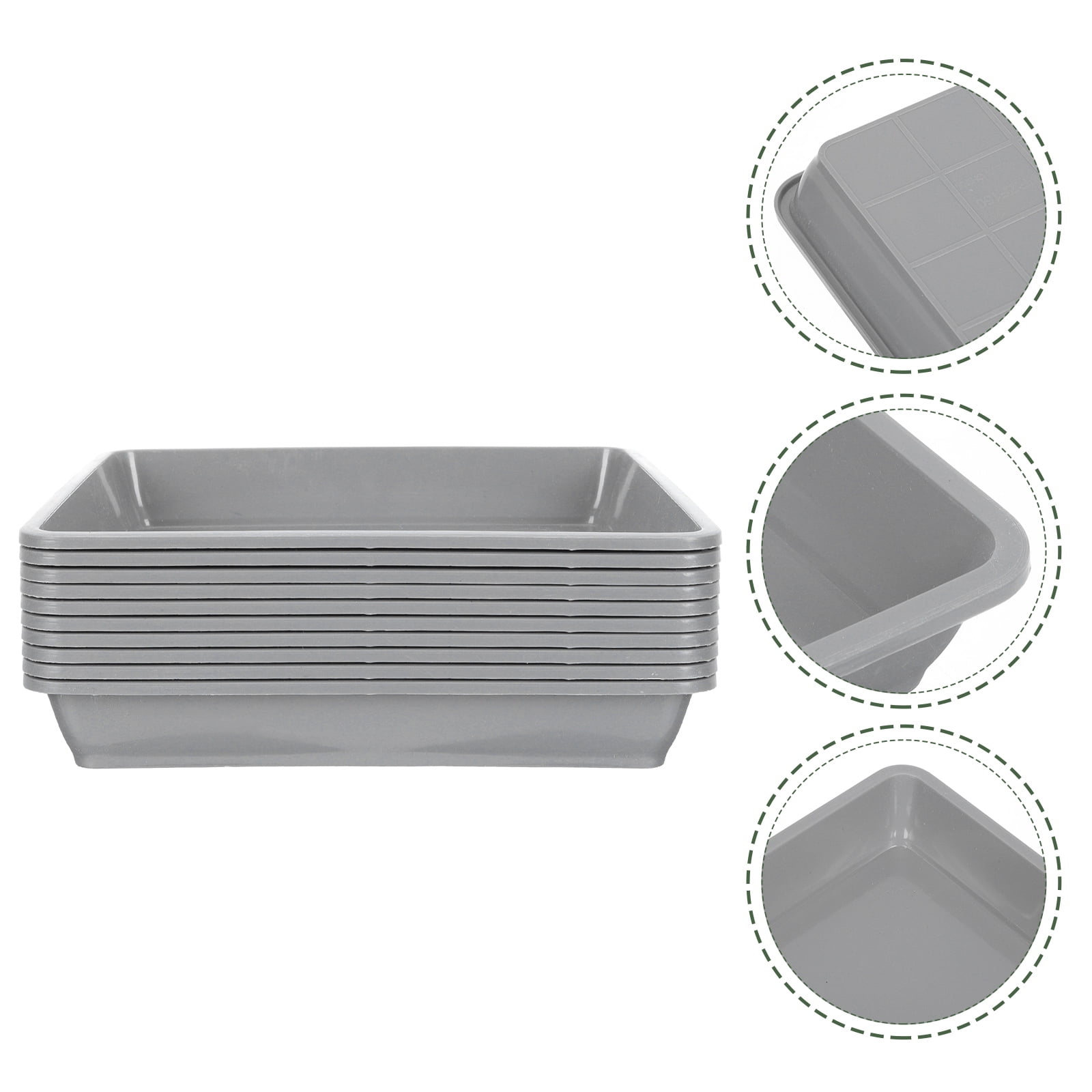 WRITWAA 10-Pack Grey Gardening Trays Lightweight ABS Plant Starter ...
