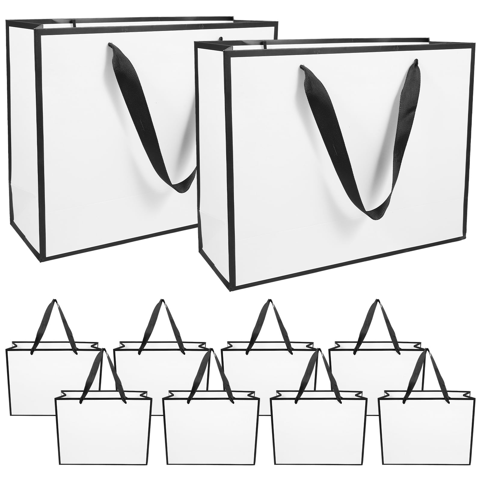 WRITWAA 10Pcs Paper Goodie Bags Gift Tote Bags Black Border Simple ...