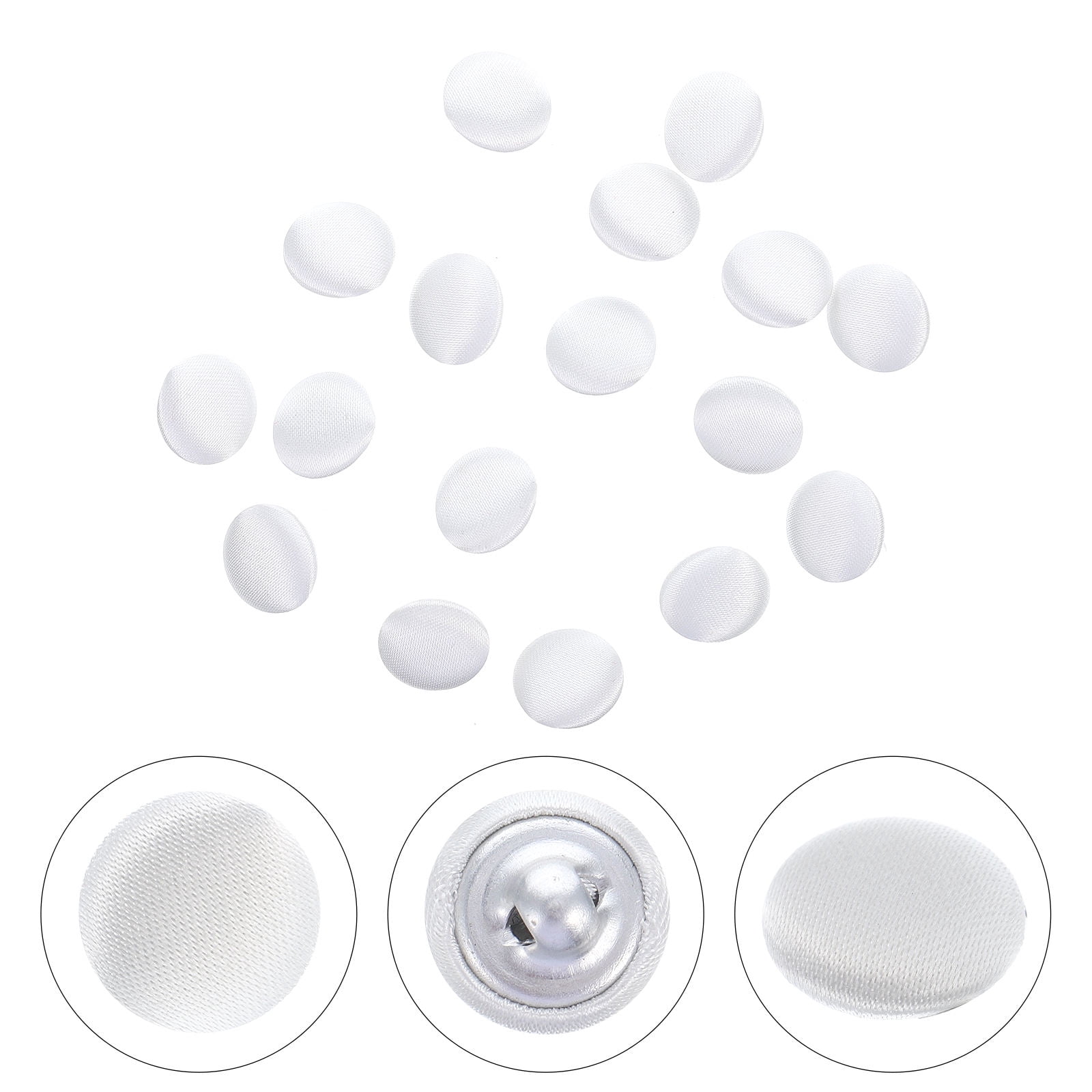 WRITWAA 15Pcs White Round Satin Buttons for Sewing, Garment Fastening ...