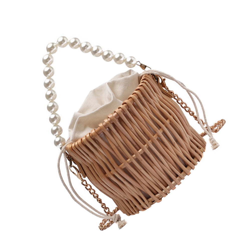 WRITWAA 1Pack Pearl Woven Crossbody Bag Khaki Square Polyester ...