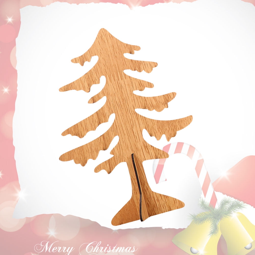 WRITWAA Tabletop Cross Design Christmas Tree Chocolate Wood Xmas Decor ...