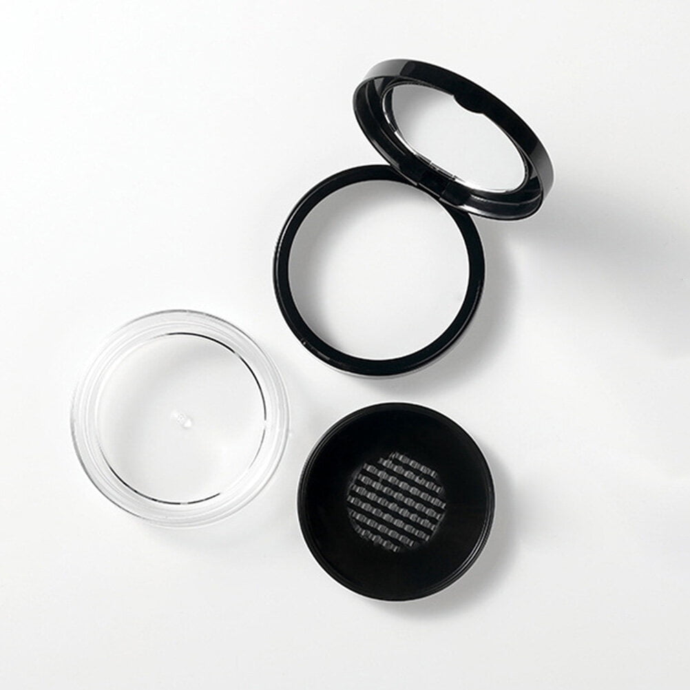 WRITWAA 1Pc Portable Empty Powder Case with Mirror Black Premium PP ...