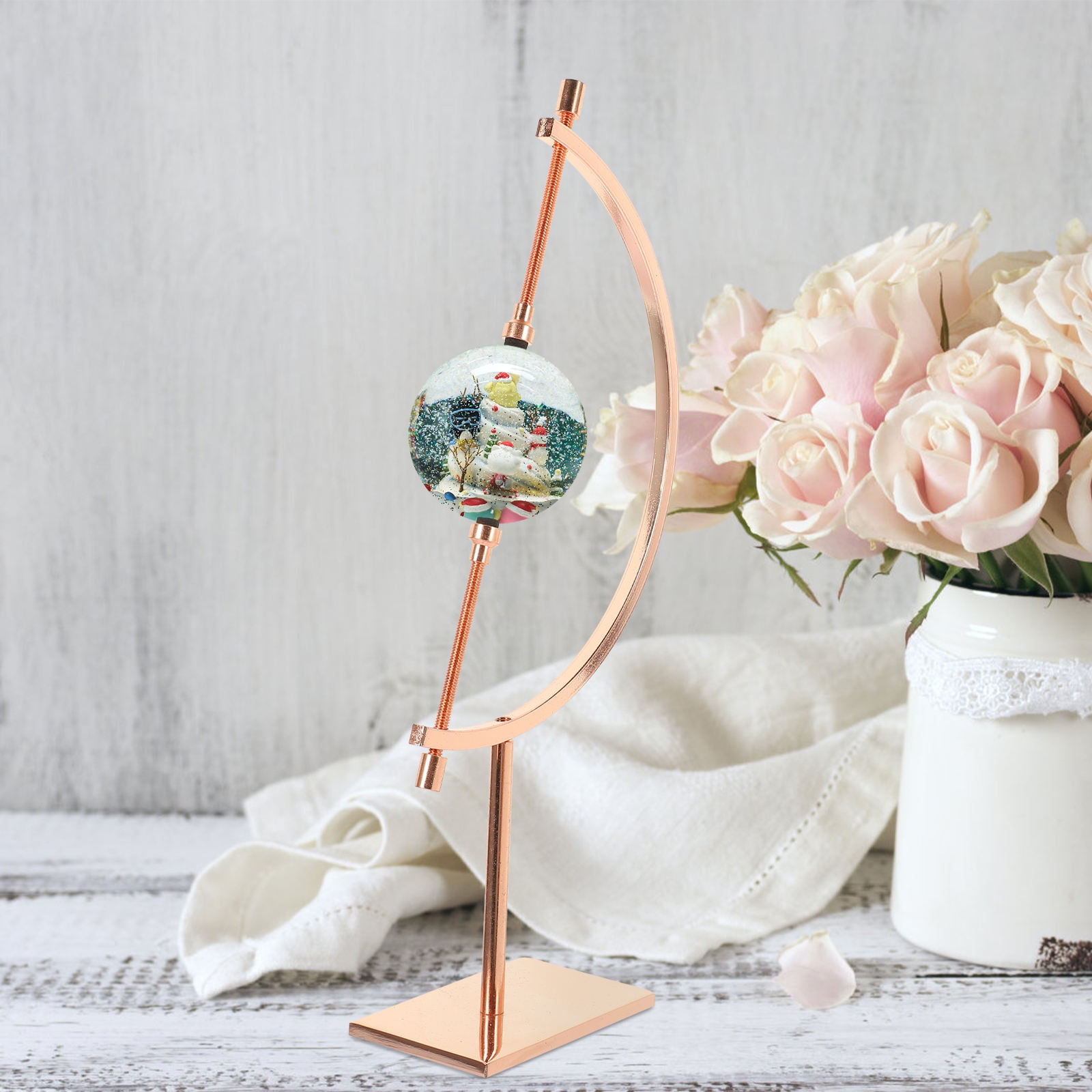 WRITWAA Sphere Display Stand Crystal Ball Stand Stainless Steel Rose ...