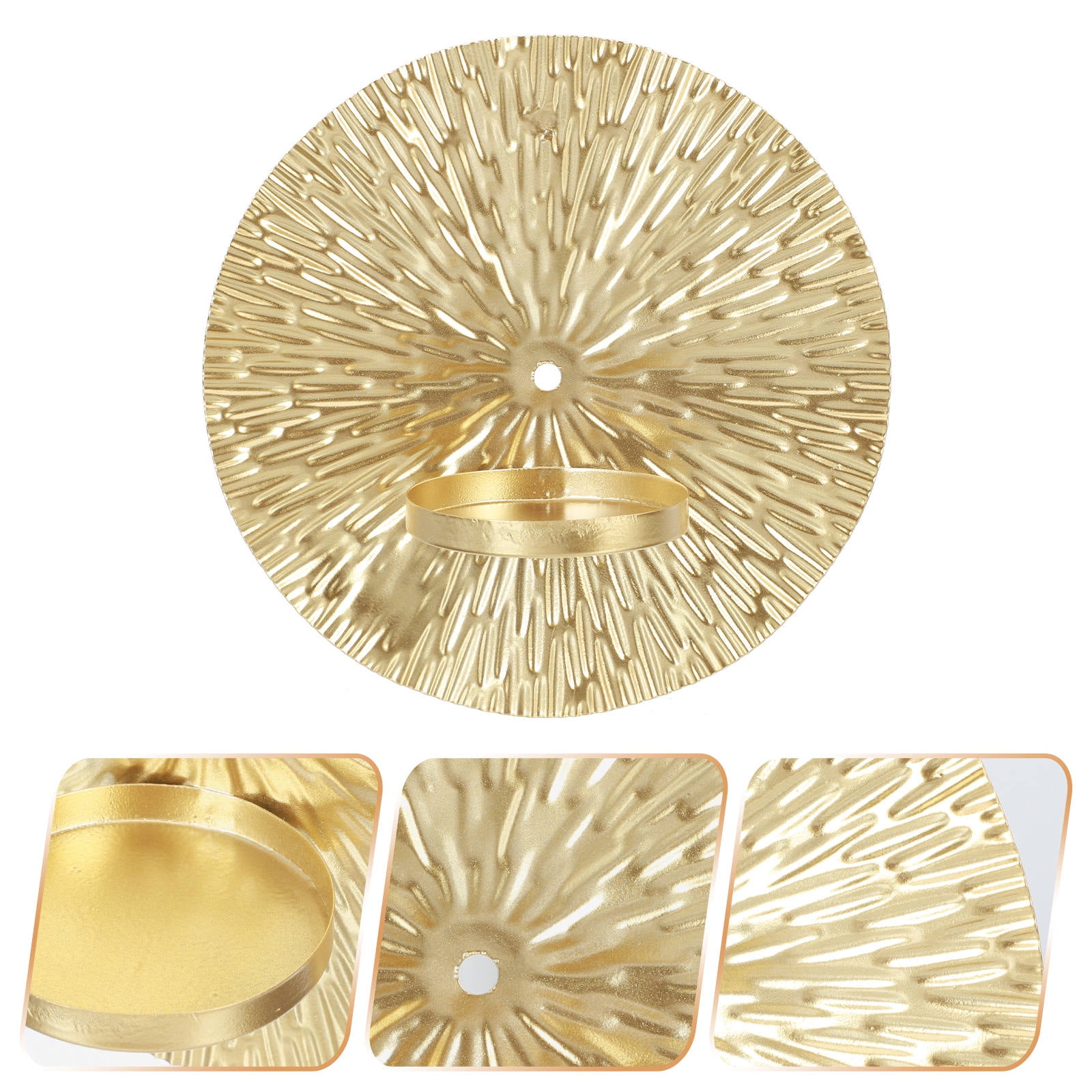 WRITWAA 1Set Tealight Holder Golden Metal Round Plate Design for Small ...