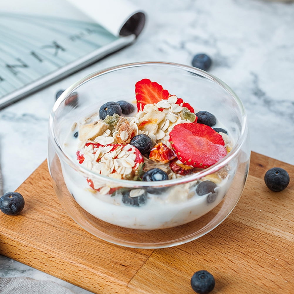 WRITWAA Clear Double Layer High Borosilicate Glass Mixing Bowl 1 Piece ...