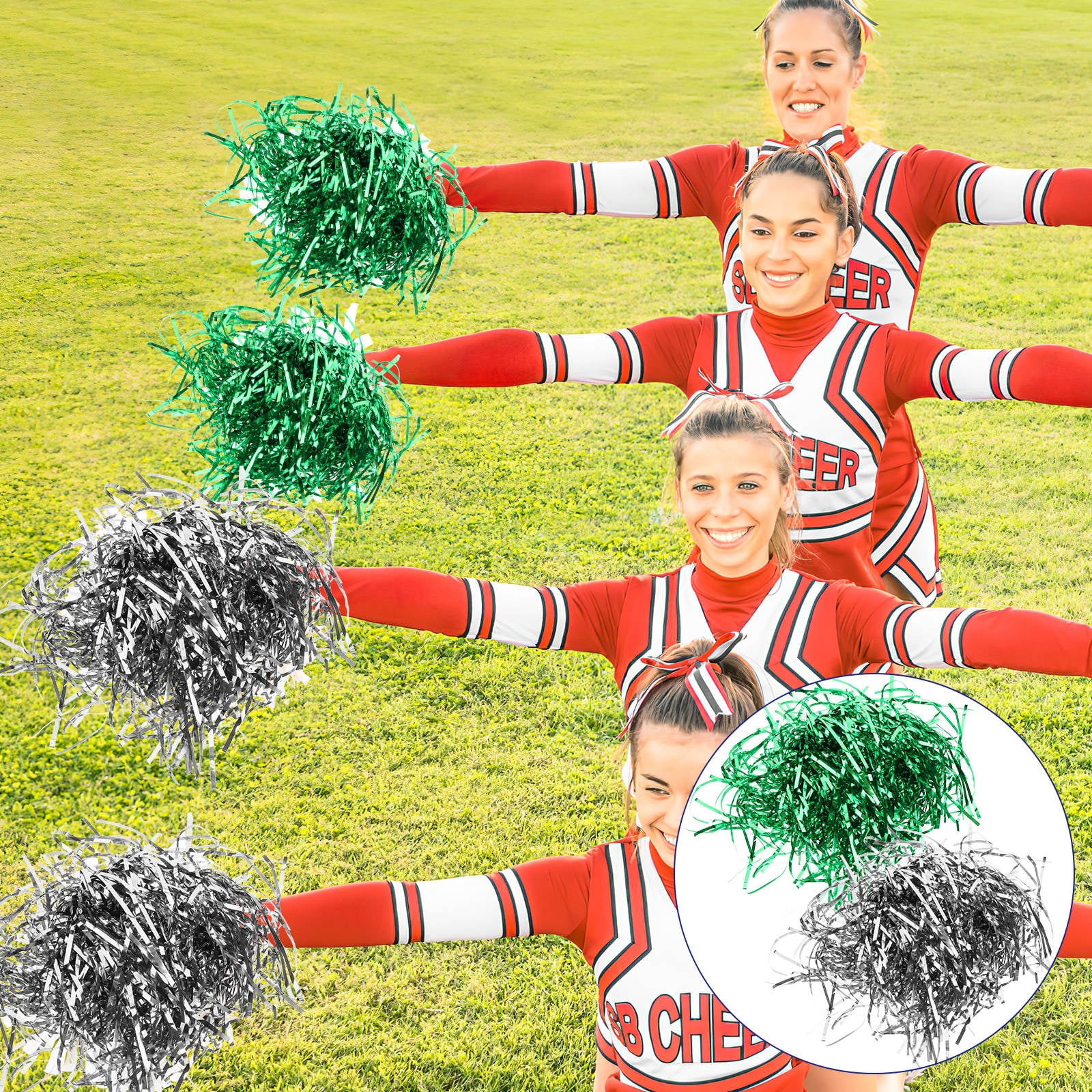 WRITWAA 24Pcs Cheering Pom Poms Cheerleading Flowers Round Assorted ...