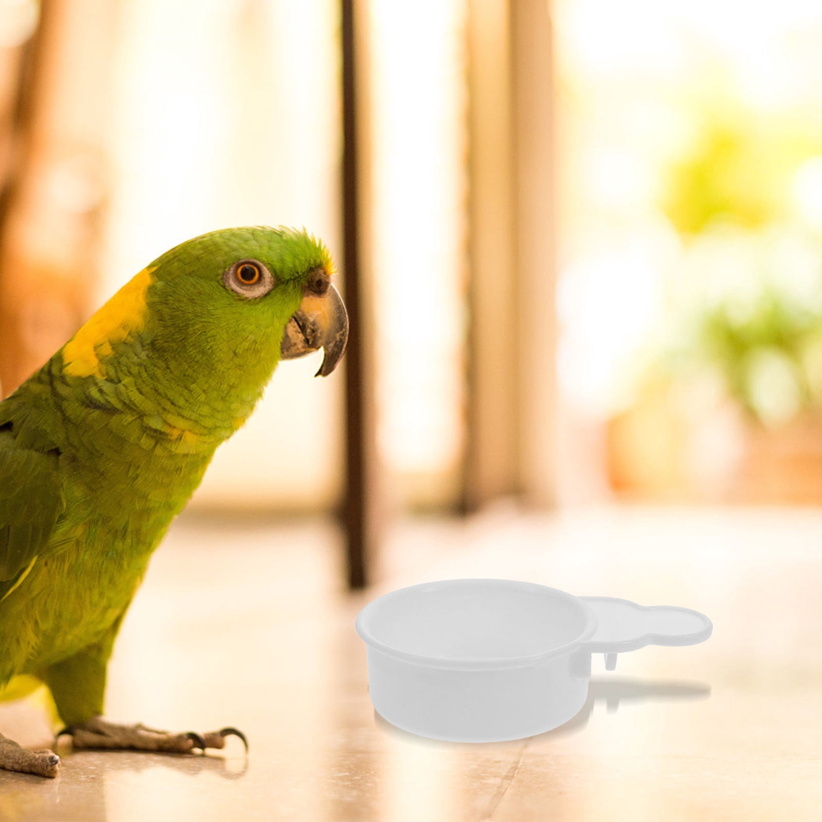 WRITWAA 2Pcs White Plastic Parakeet Food Bowl and Bird Water Dispenser ...
