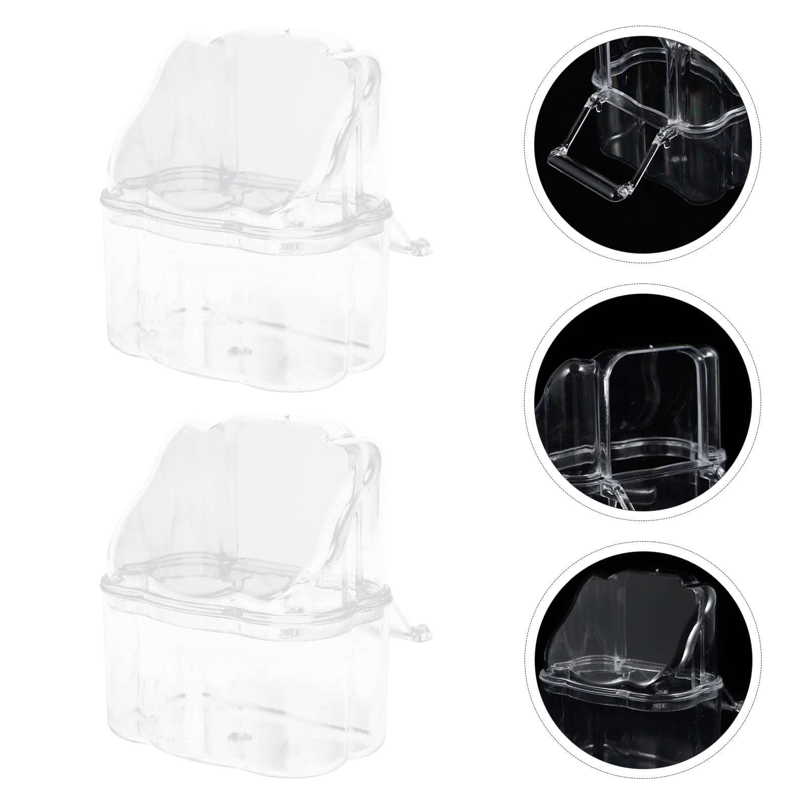 WRITWAA 2Pcs Plastic Bird Feeder Bowl Transparent Parrot Food Storage ...