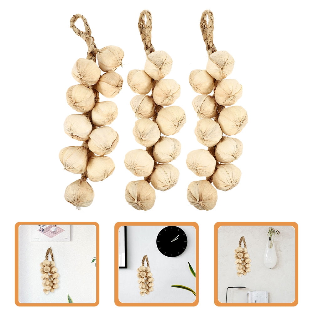 WRITWAA 3pcs Fake Garlic Garland Rustic Kitchen Decor Teaching Tool for ...