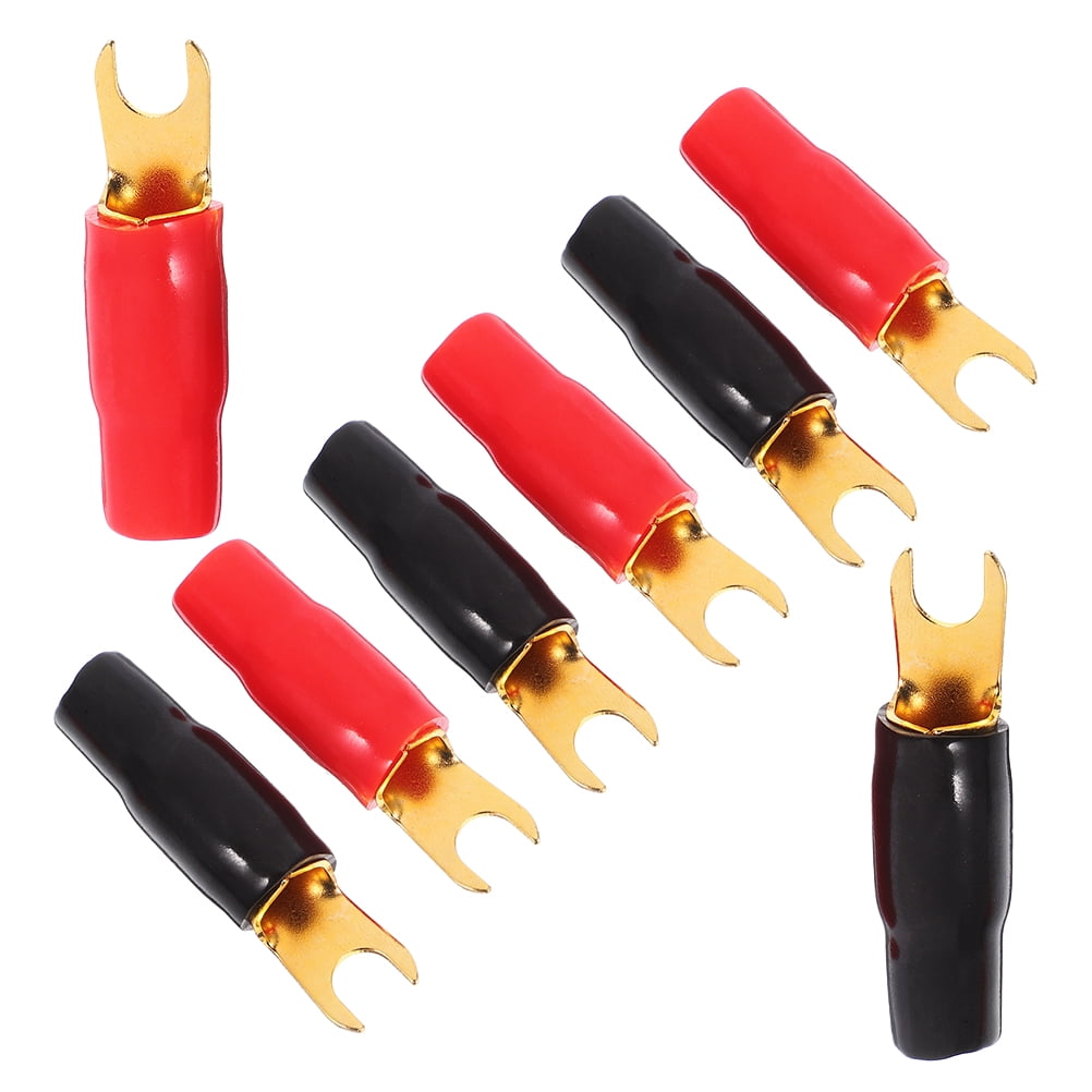 WRITWAA 4 Pairs Crimp Connectors Fork Terminal for Amplifier Connection ...