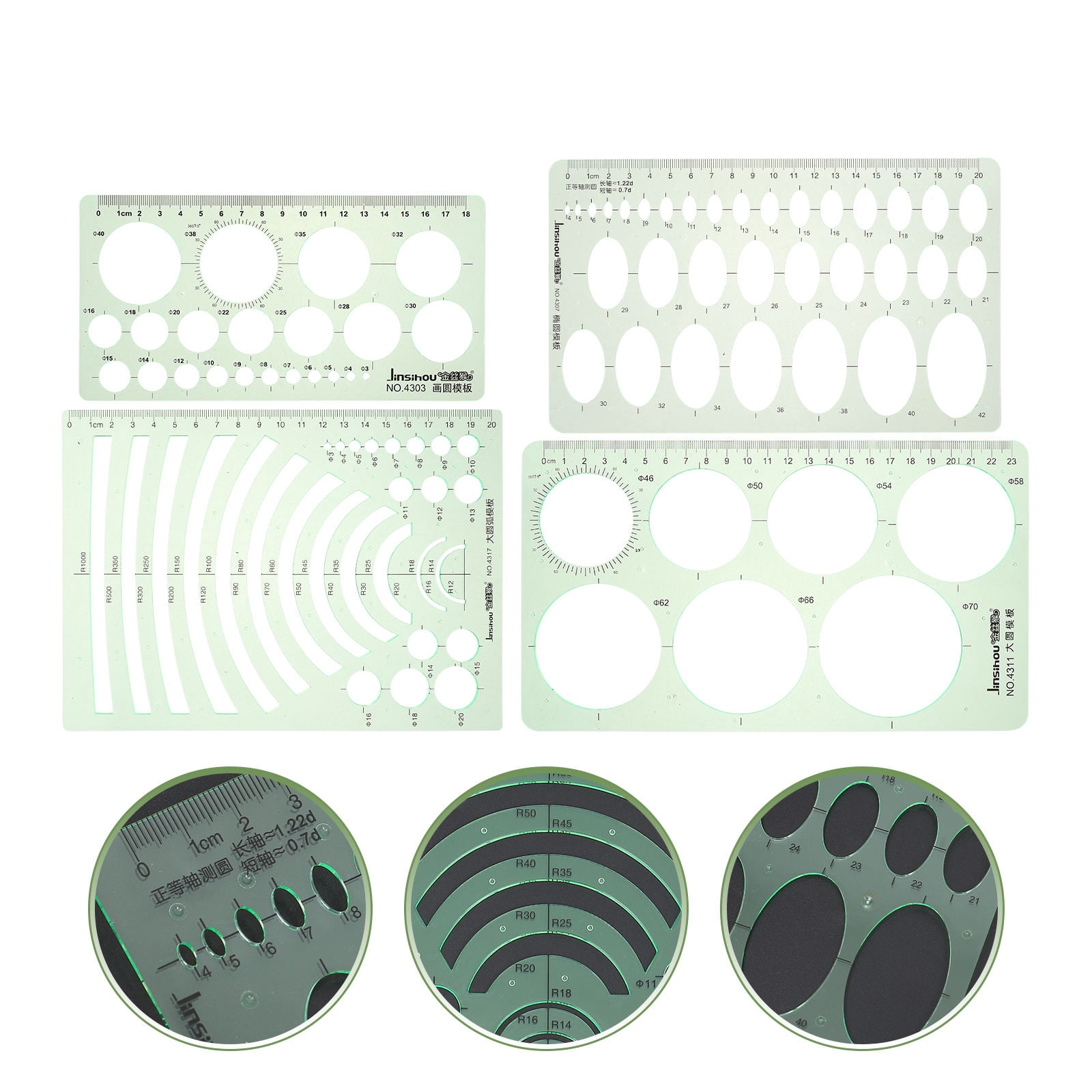WRITWAA Green Geometric Stencils Set with Plastic Rulers for Drawing ...