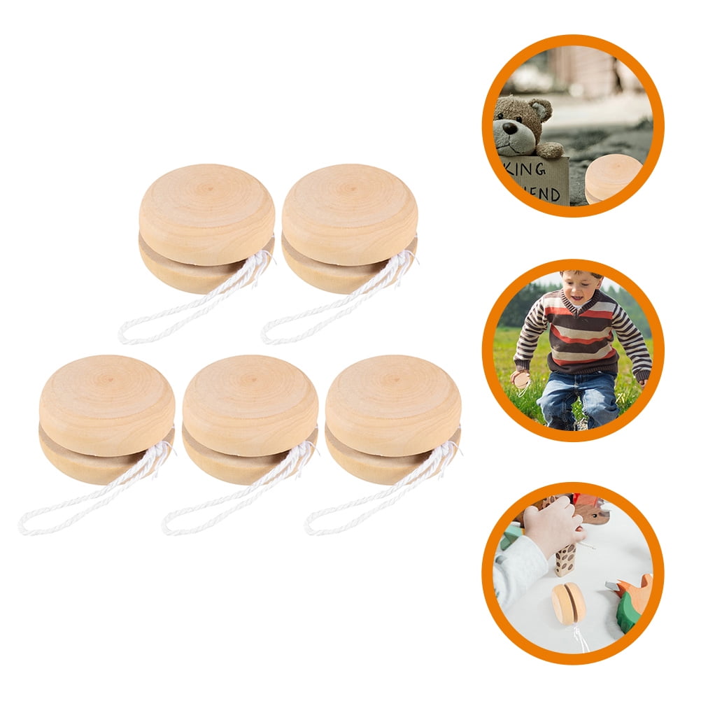 WRITWAA 5-Pack Wooden Craft Yoyos for Painting and Home Decoration ...