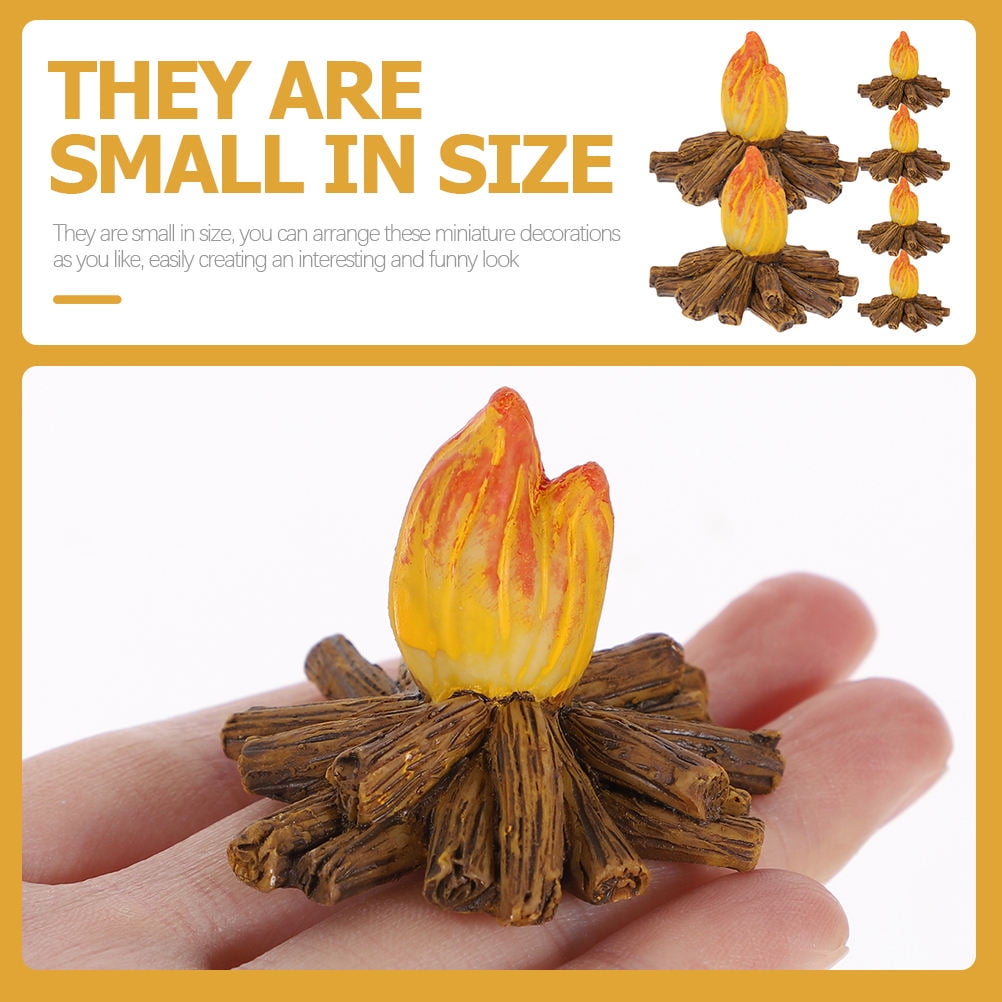 WRITWAA 6Pcs Miniature Campfire Model Fake Model Fire Resin Multi ...