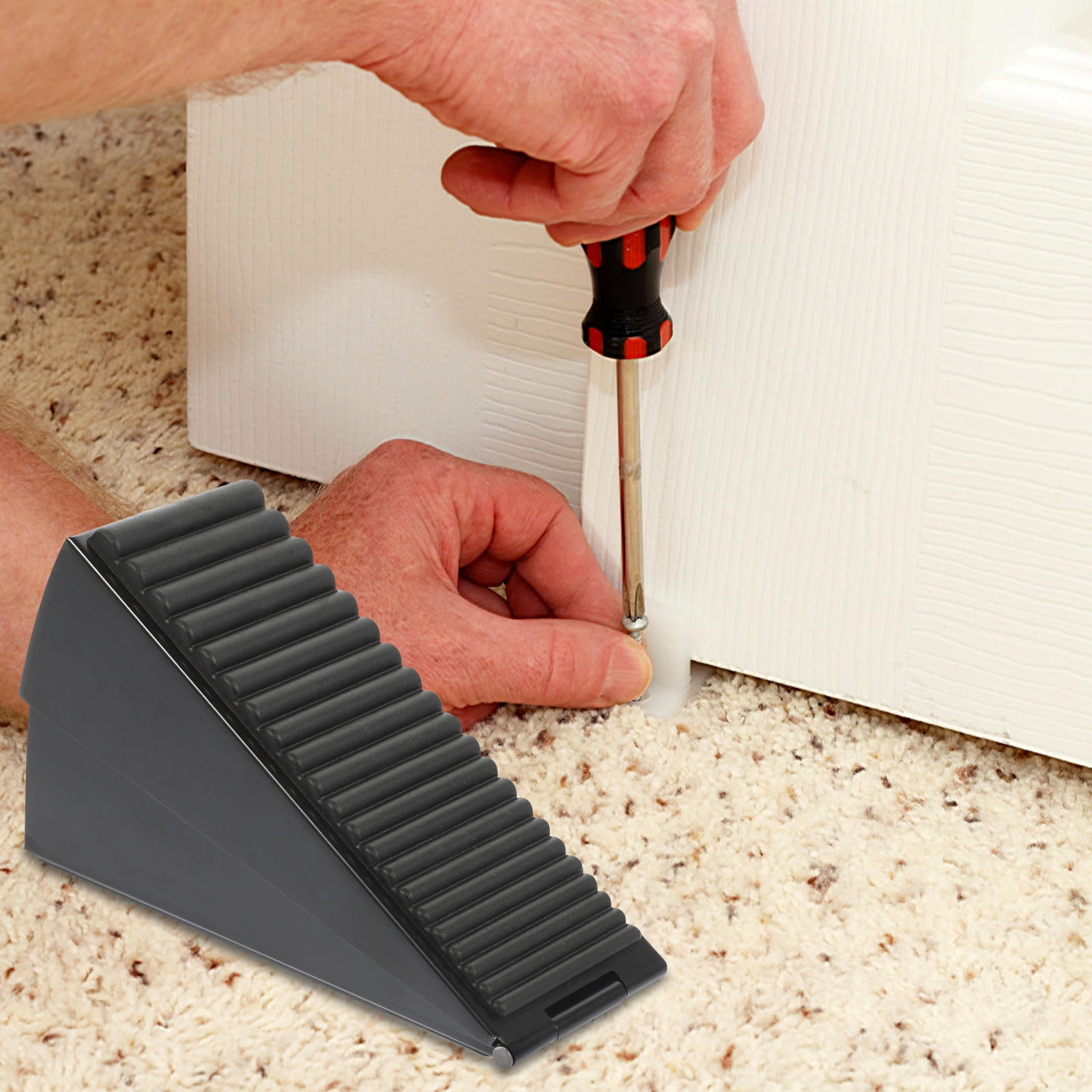 WRITWAA Black Stainless Steel Door Alarm Stopper with AntiSlip Wedge ...